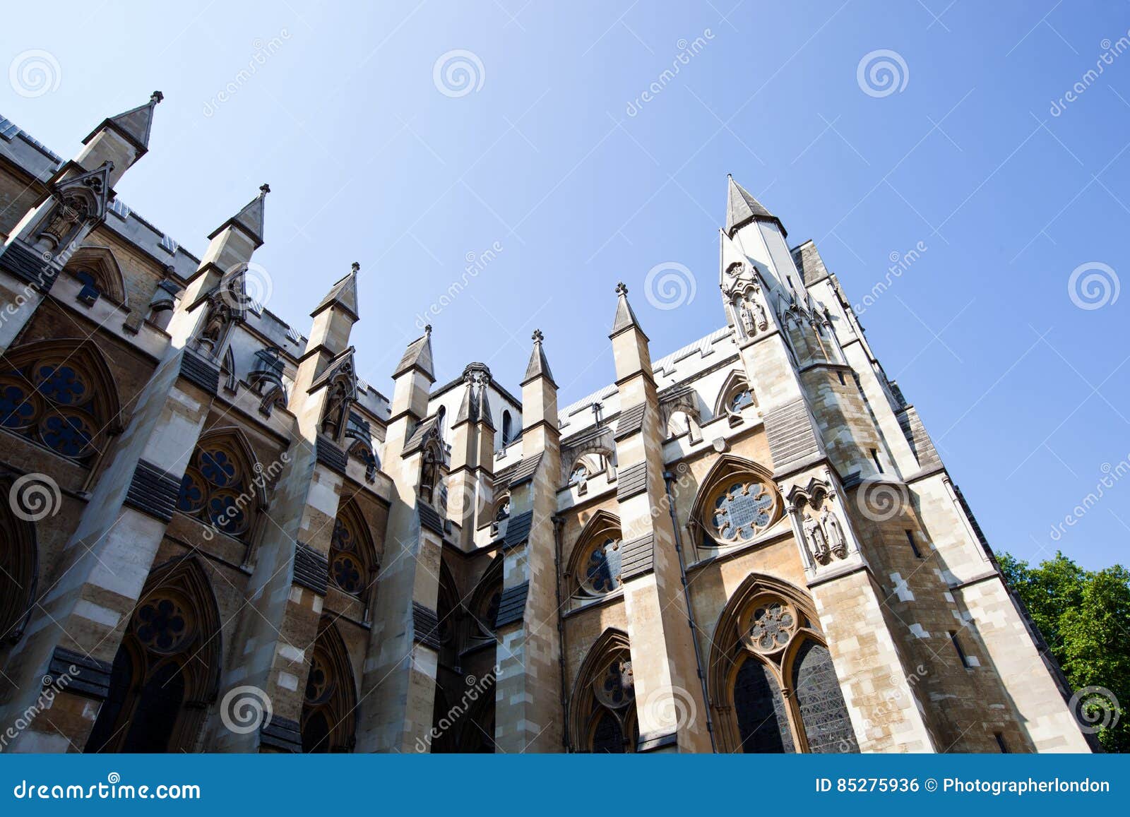 Side View of Westminster Abbey and Blue Sky Stock Photo - Image of ...