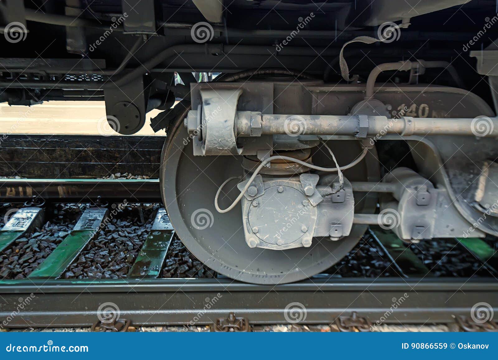 Side View on Wheels of the Railway Car Stock Image - Image of metal ...