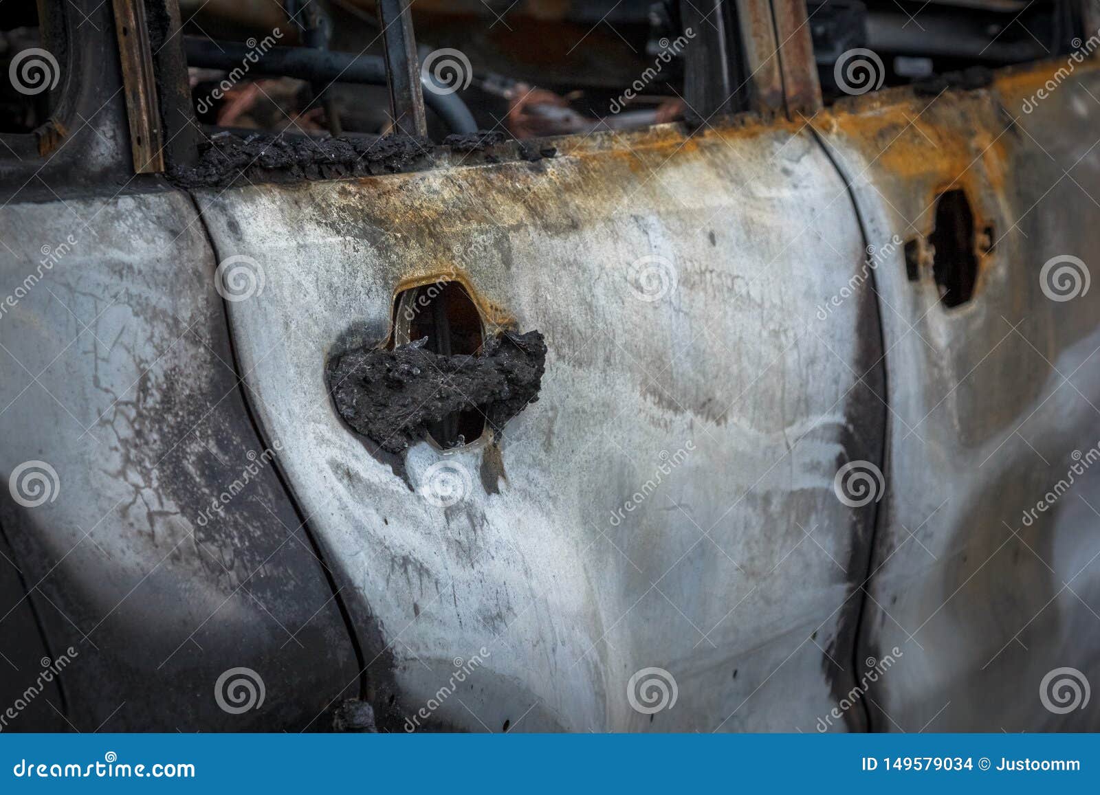 Side View Which Have Burned Doors and Completely Burned Down Interior ...