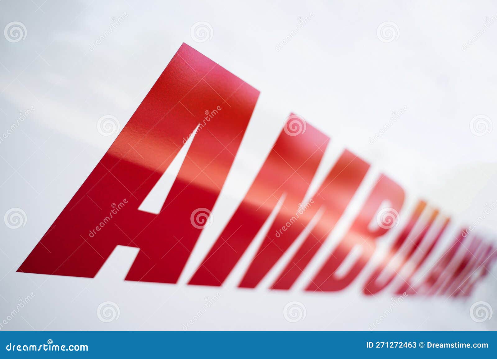 Side View of a White Ambulance with Red Lettering Stock Image - Image ...