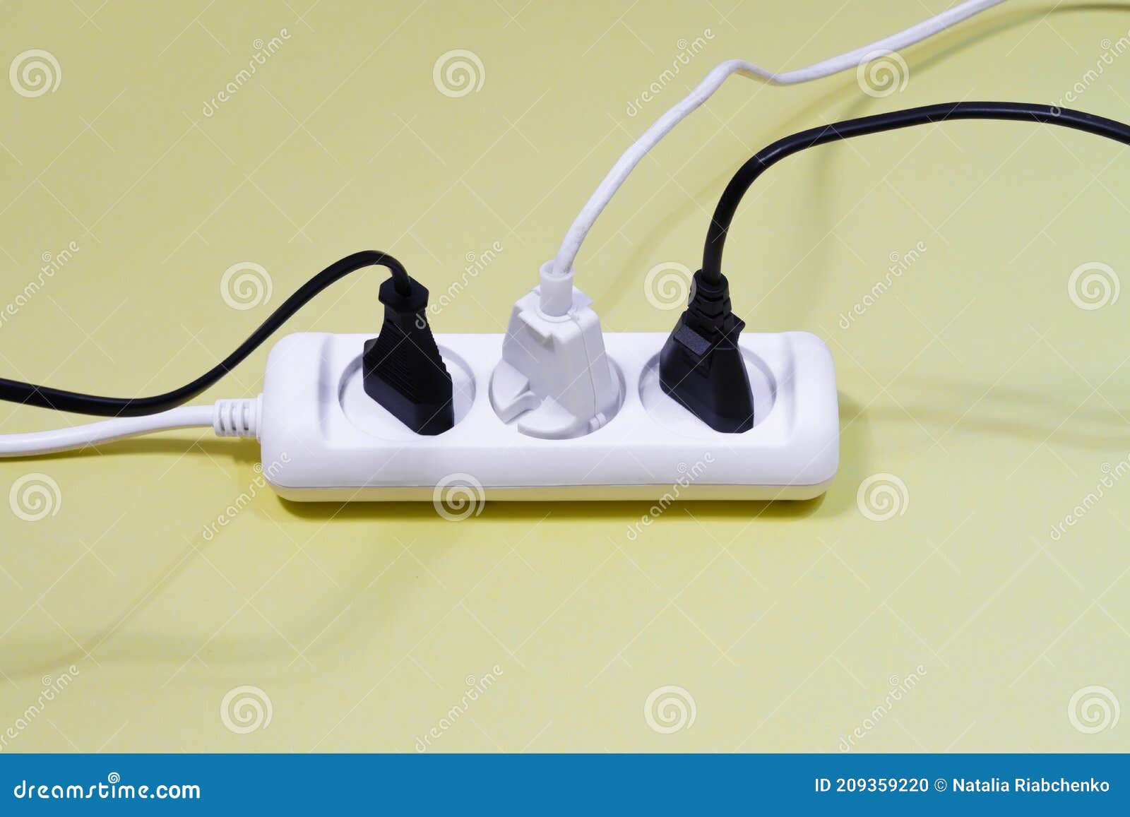 Side View Of The White And Black Electrical Wires From The Extension ...