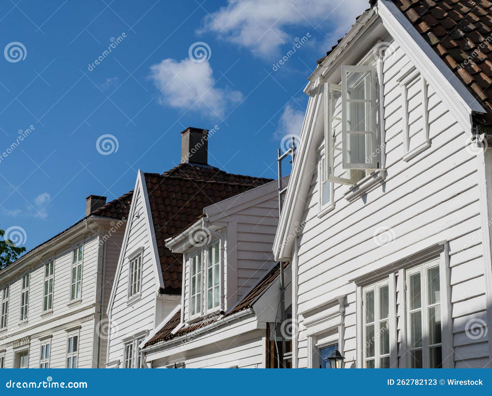 Side View of White Buildings with Windows. Stock Image - Image of ...