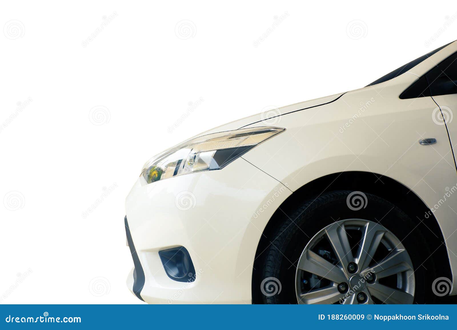 Side View of White Car Front on Isloated on White Background Stock ...