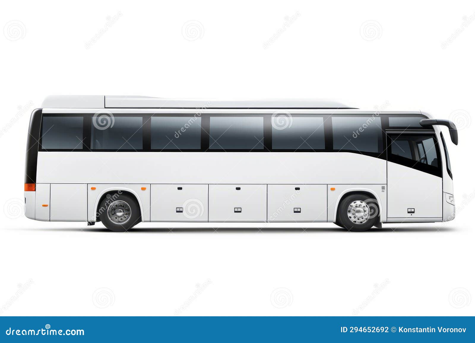 Side View of a White Intercity Bus Isolated on a White Background ...