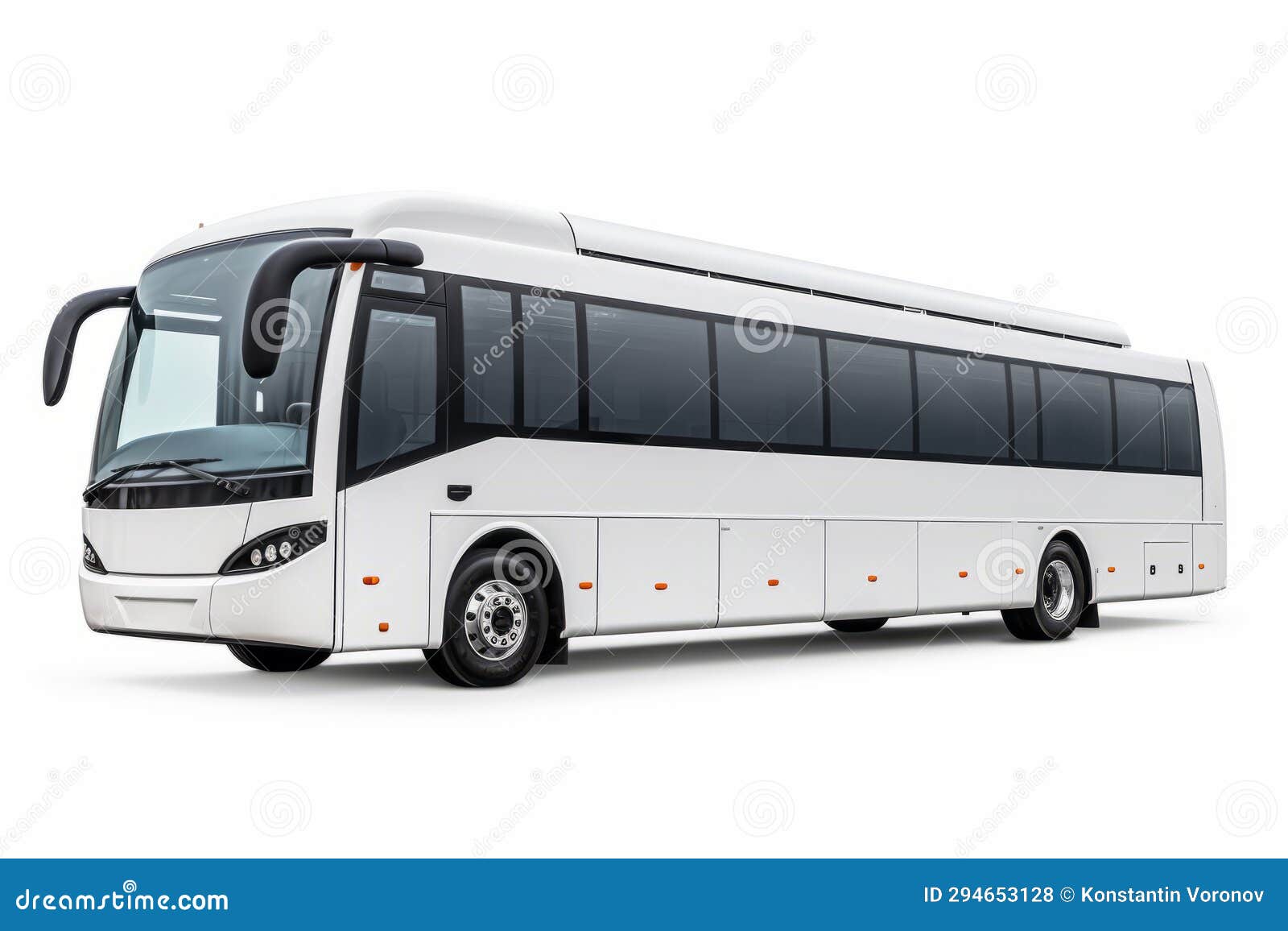 Side View of a White Intercity Bus Isolated on a White Background ...