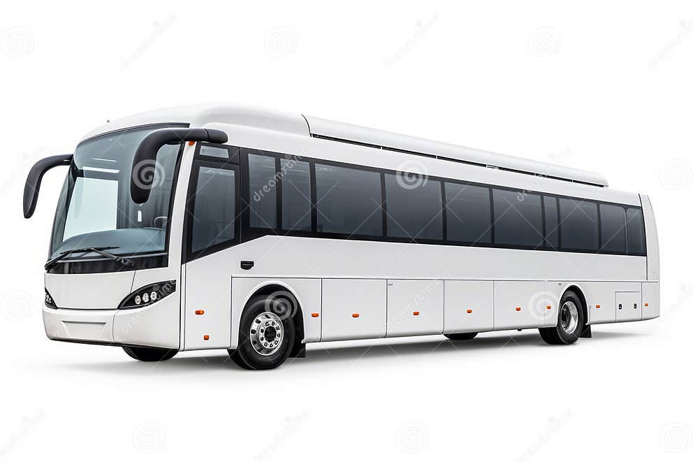 Side View of a White Intercity Bus Isolated on a White Background ...