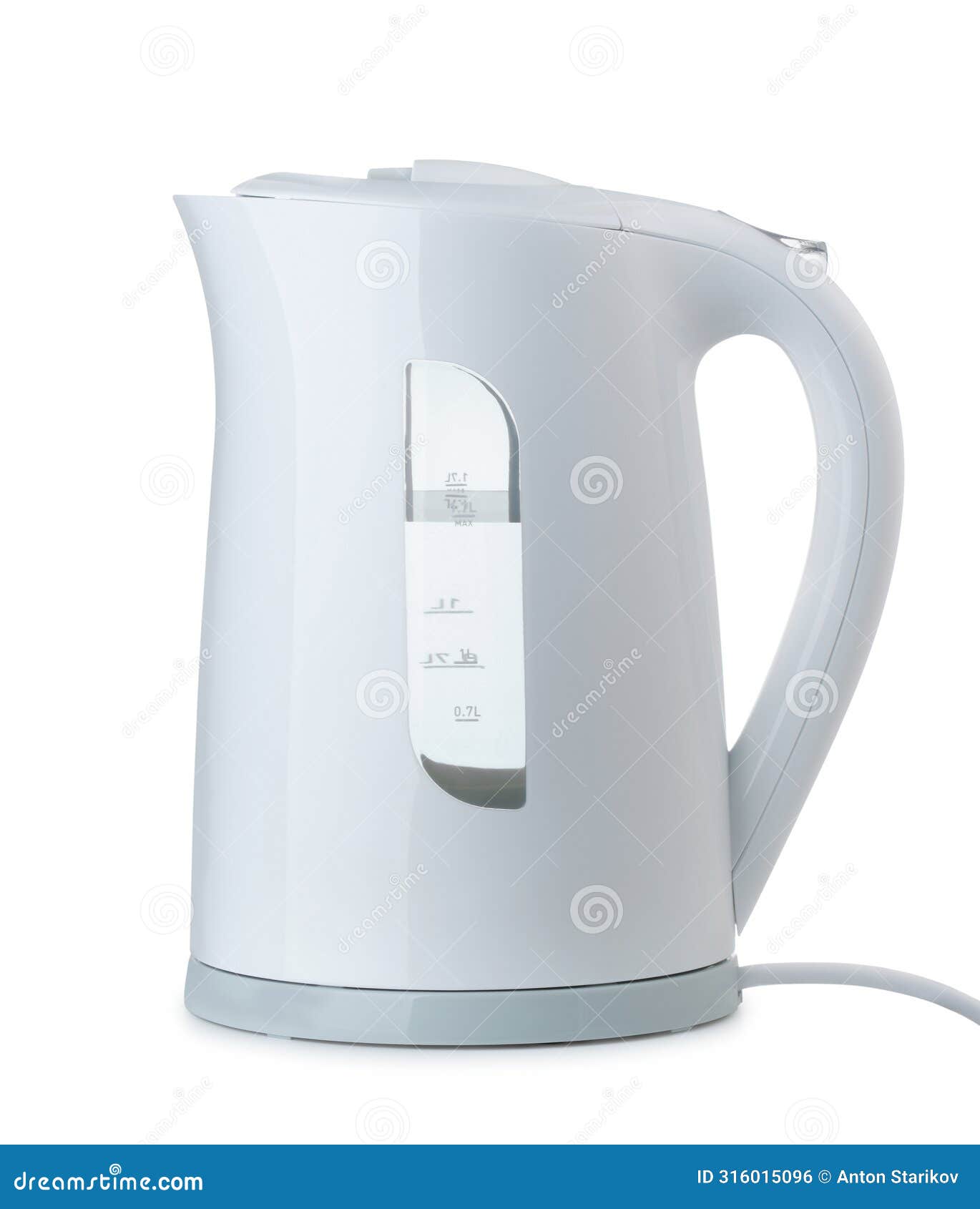Side View of White Plastic Upright Electric Kettle Stock Photo - Image ...