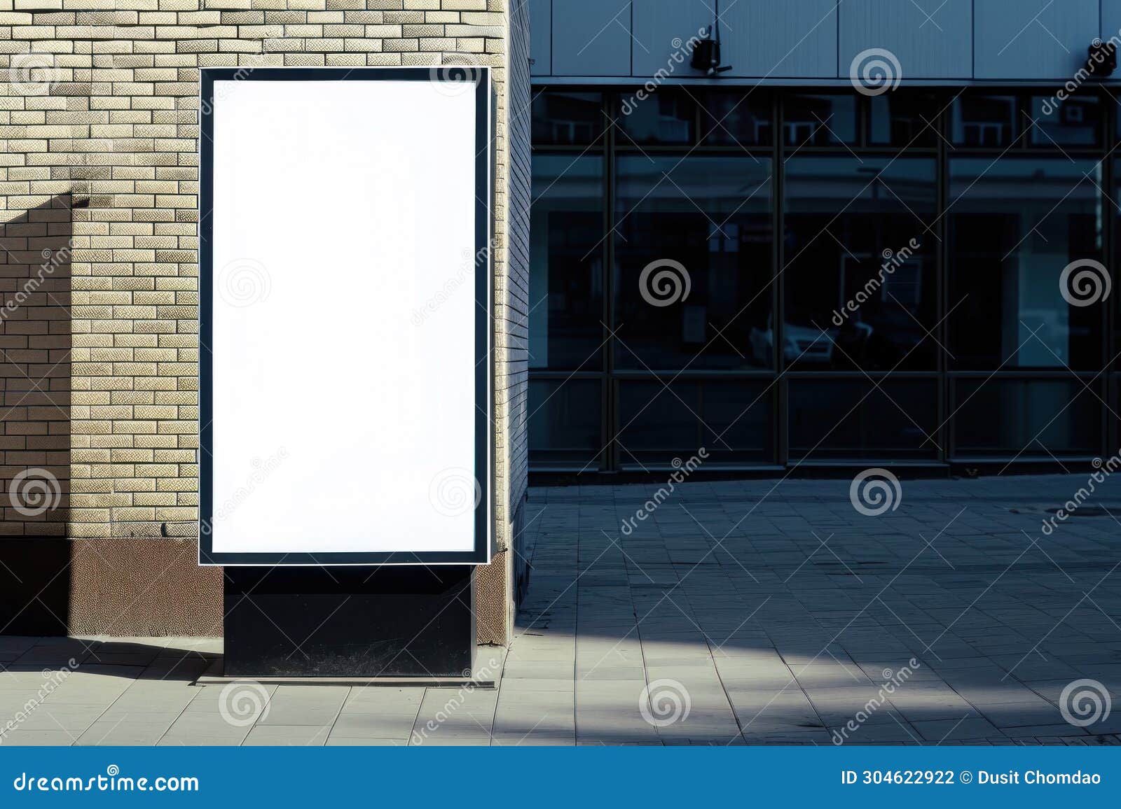 Side View of a White Pylon Stand with a Brick Building. Generative AI ...