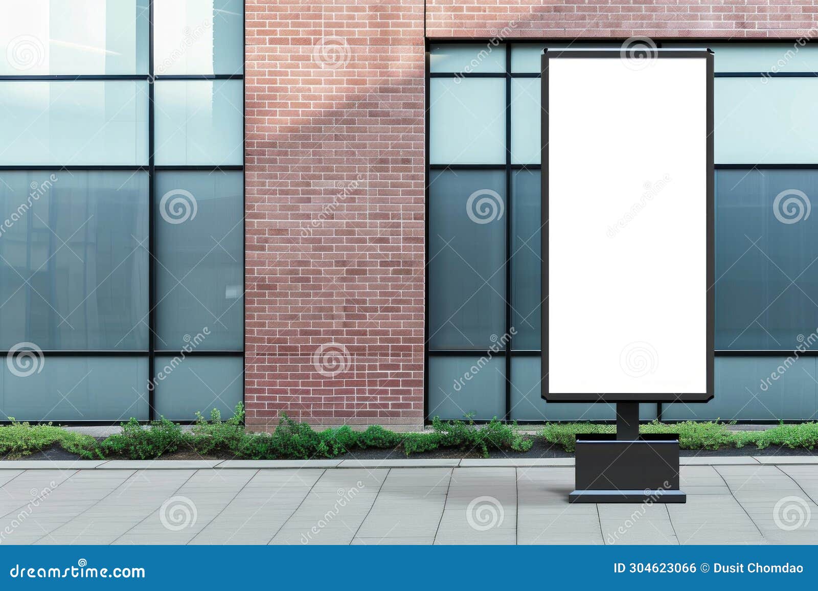 Side View of a White Pylon Stand with a Brick Building. Generative AI ...