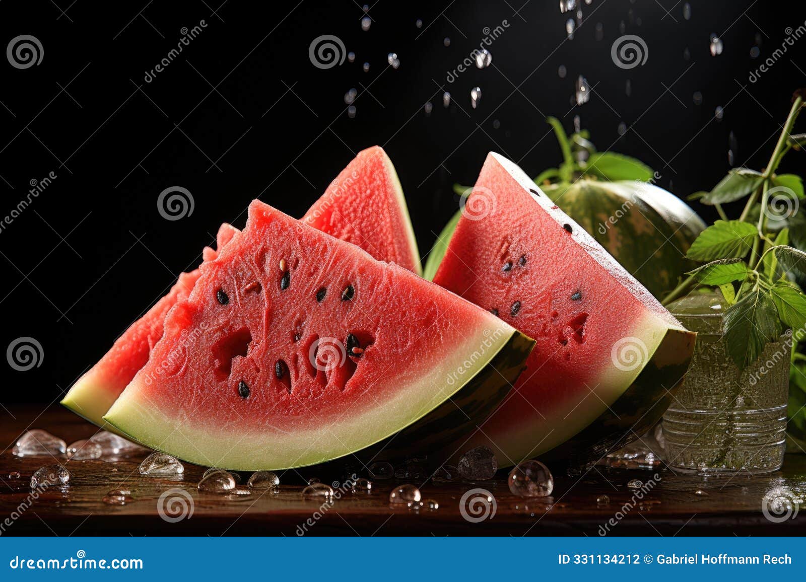 Side View of White Sliced ??watermelon and Grunge Ba Stock Illustration ...