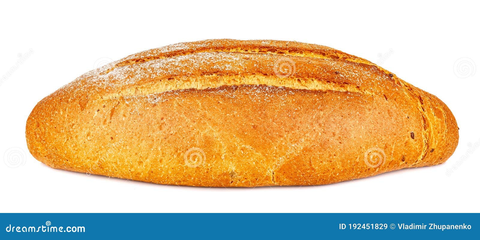 Side View of Whole Loaf of Freshly Baked Rye Bread Isolated on White ...