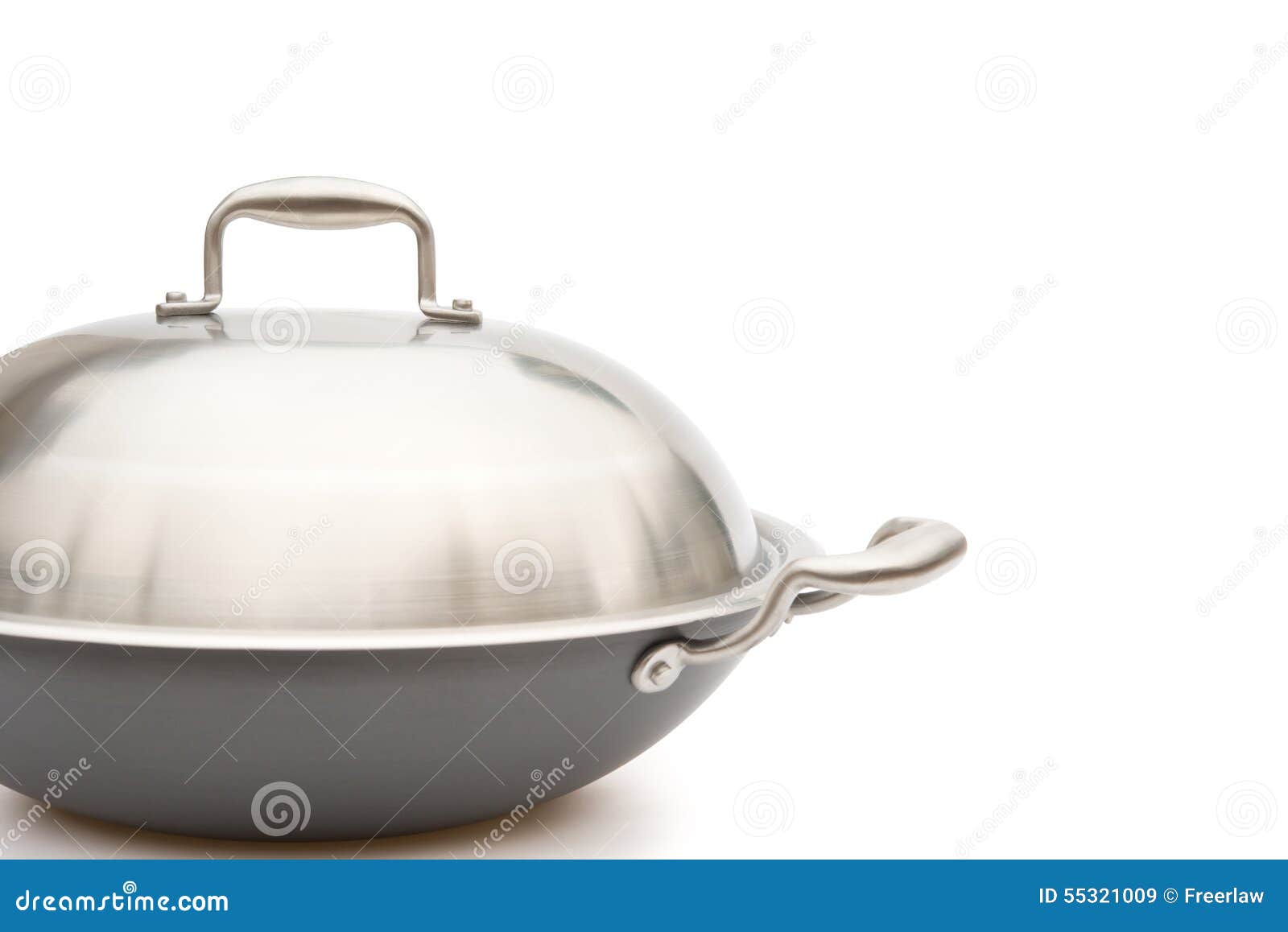 Side View Wok with Lid with Clipping Path Stock Image - Image of handle ...