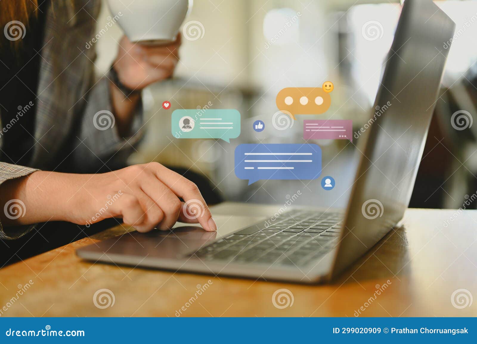 Side View of Woman Commenting, Sharing Posts and Reading Articles on ...