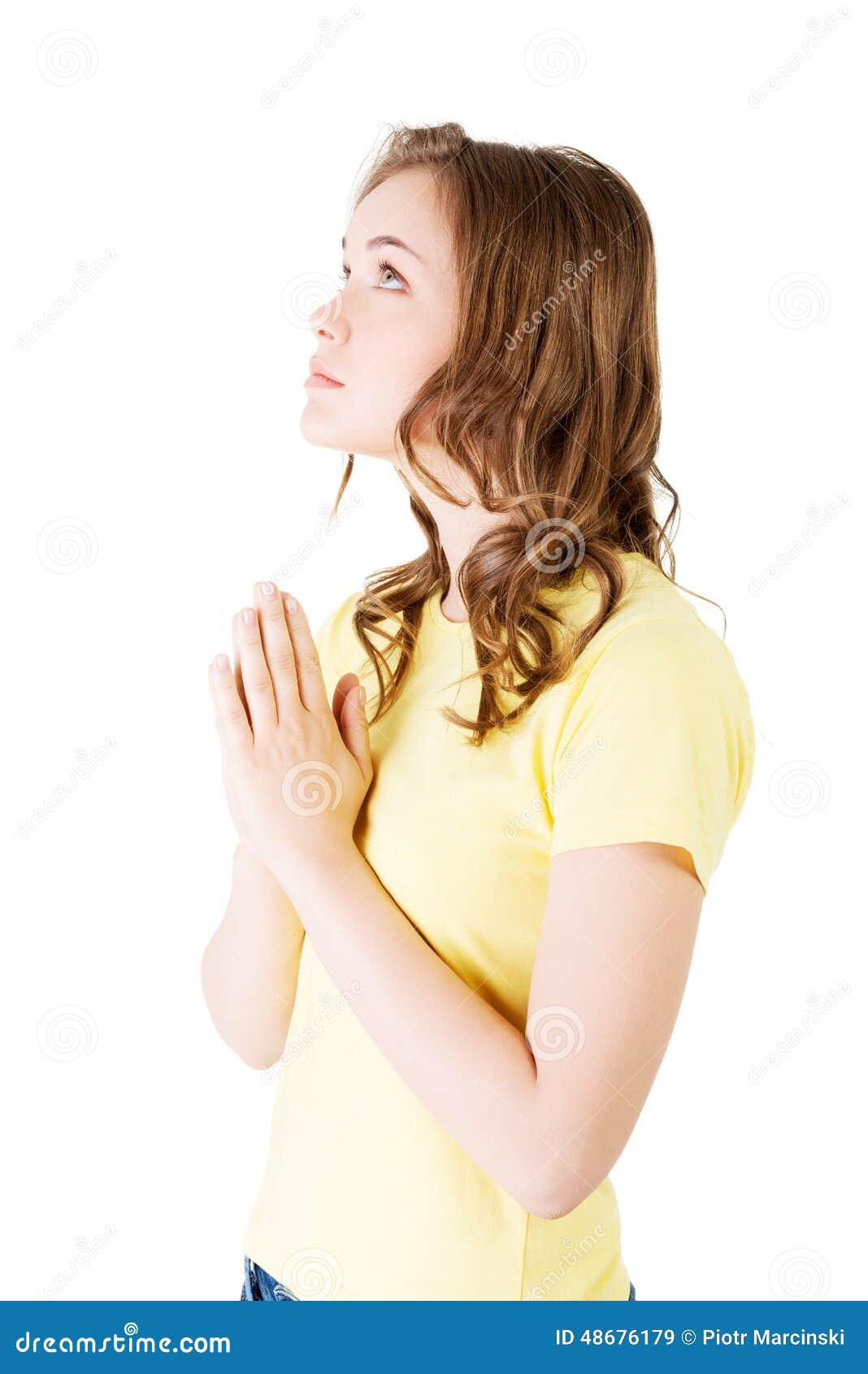 Side View of a Woman Praying Stock Image - Image of christ, peace: 48676179