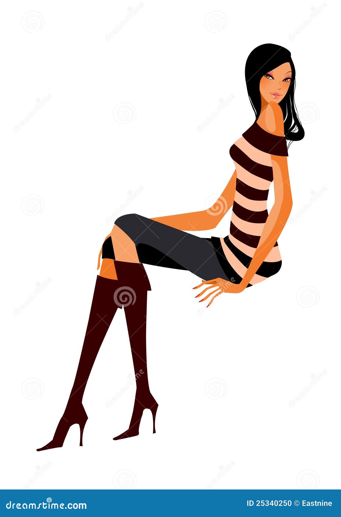 Side view of woman sitting stock vector. Illustration of drawing - 25340250