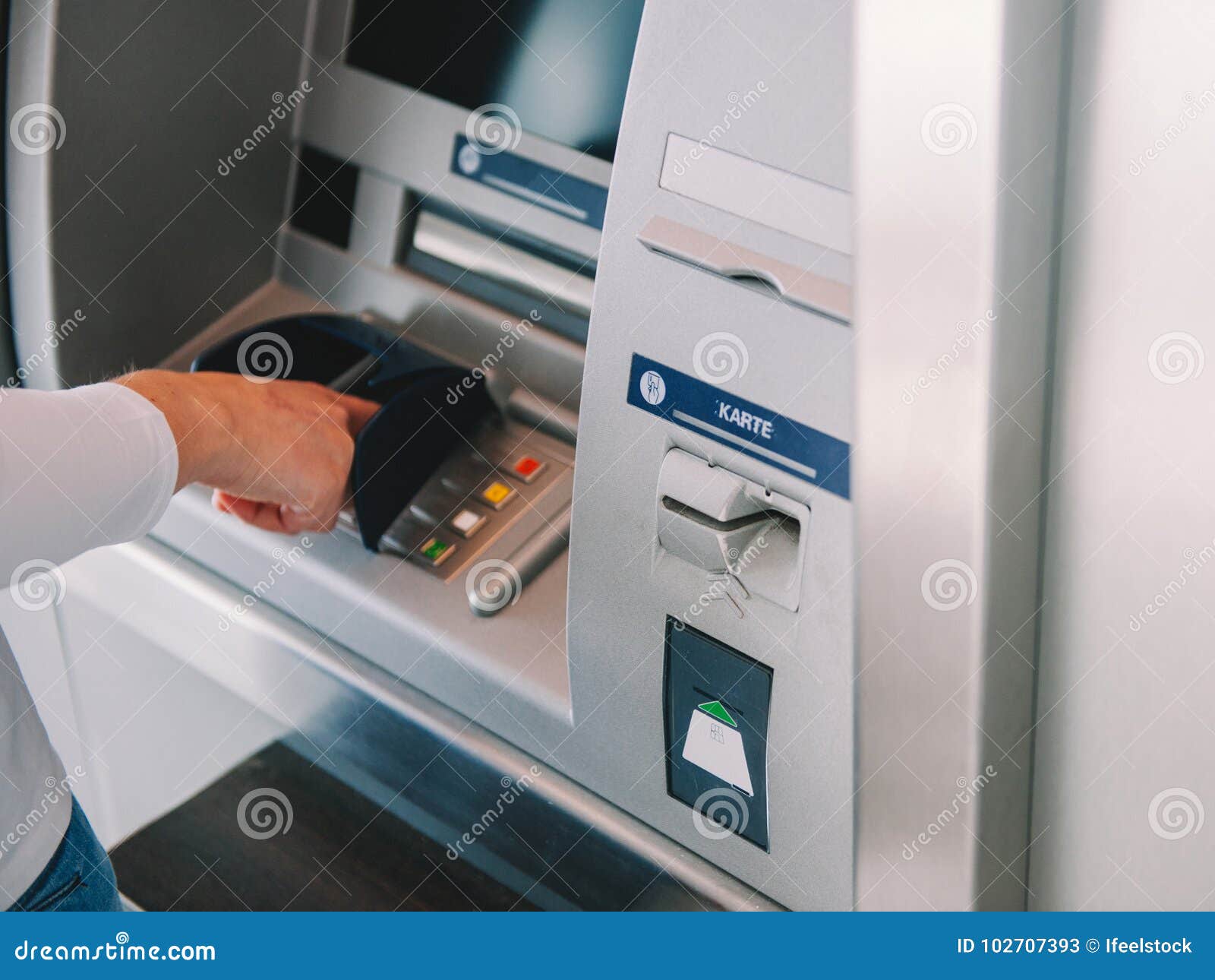 Side View of Woman Using ATM Automatic Teller Machine Stock Image ... Side View of Woman Using ATM Automatic Teller Machine Stock Image ...