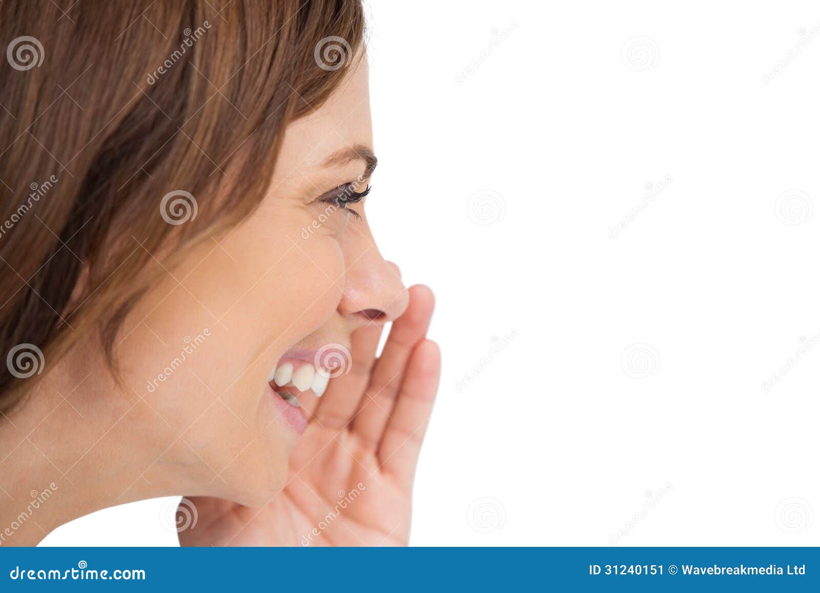 Side View of a Woman Whispering a Secret Stock Image - Image of brown ...