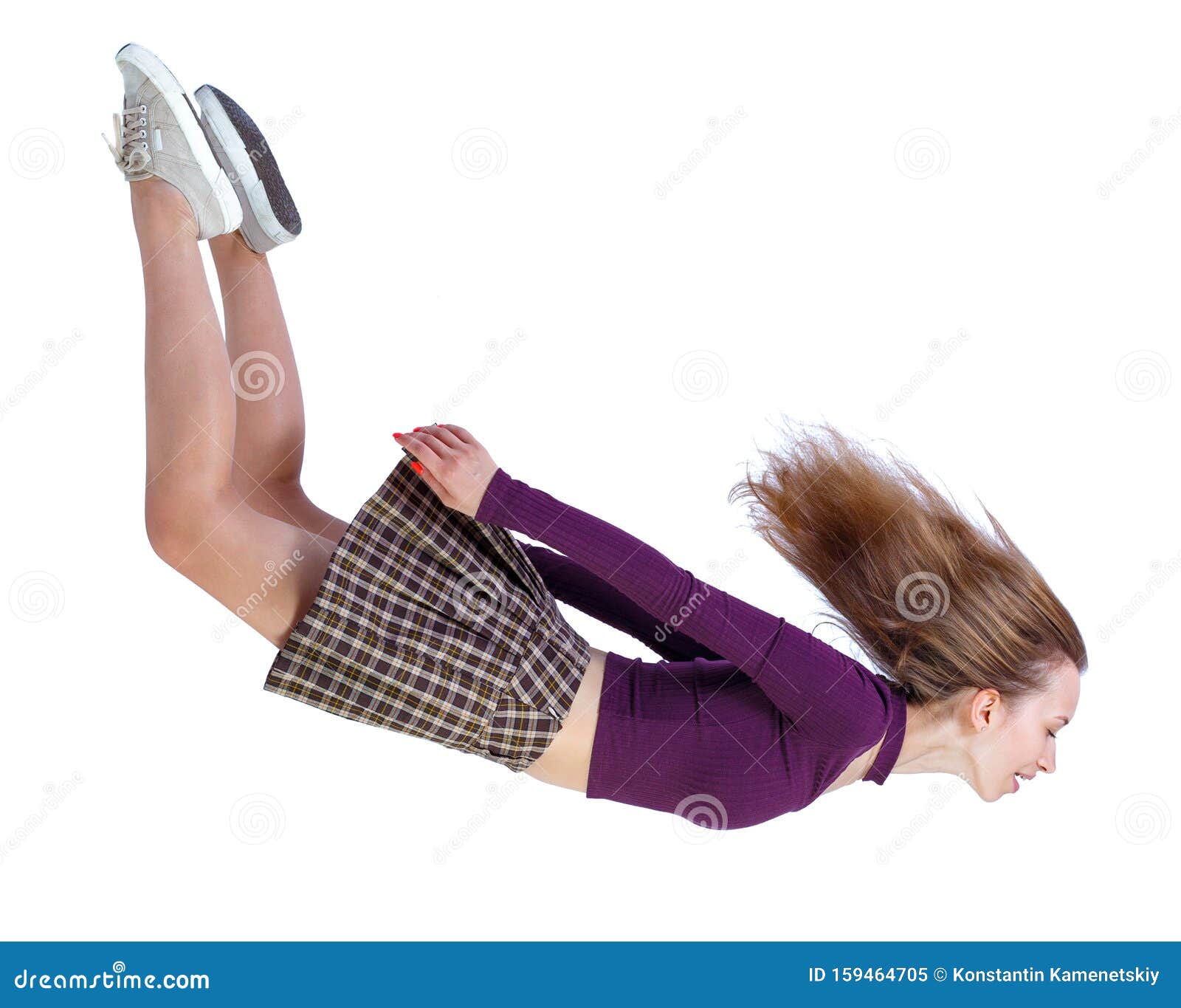 Side View of Woman in Zero Gravity or a Fall Stock Image - Image of ...