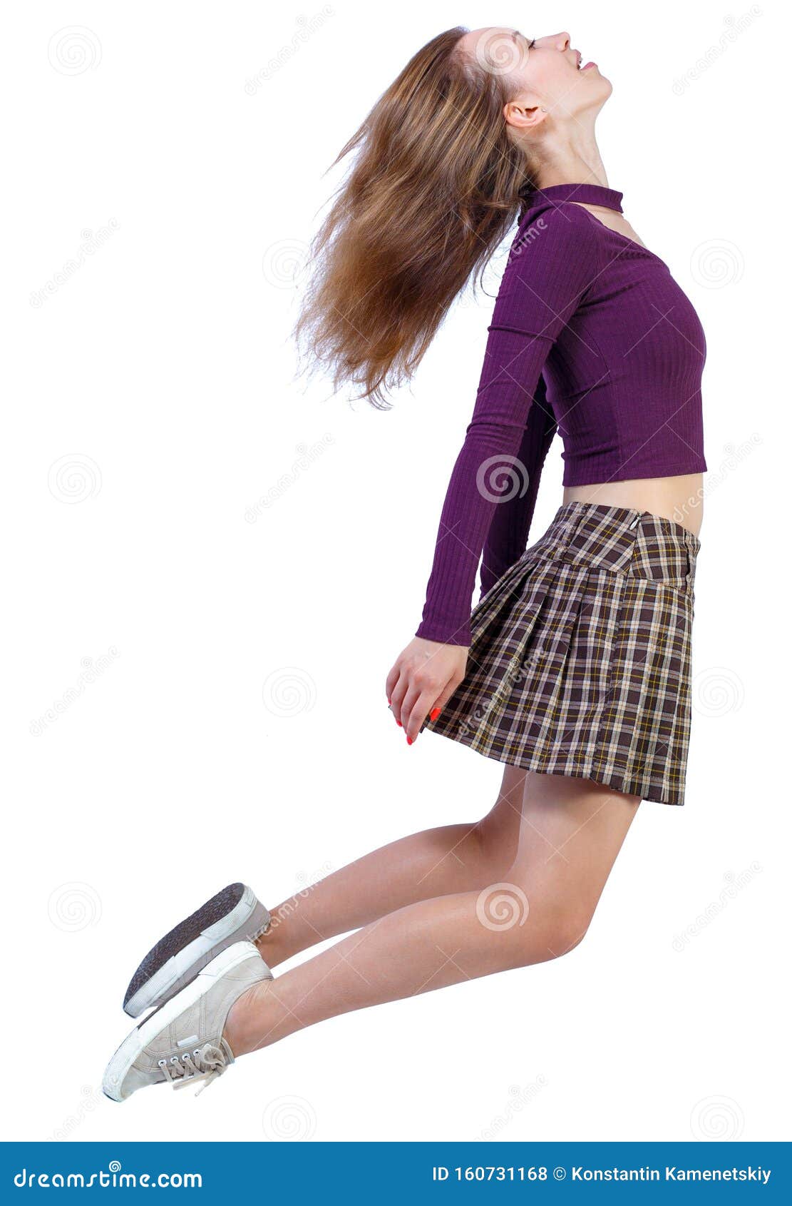 Side View of Woman in Zero Gravity or a Fall Stock Photo - Image of ...