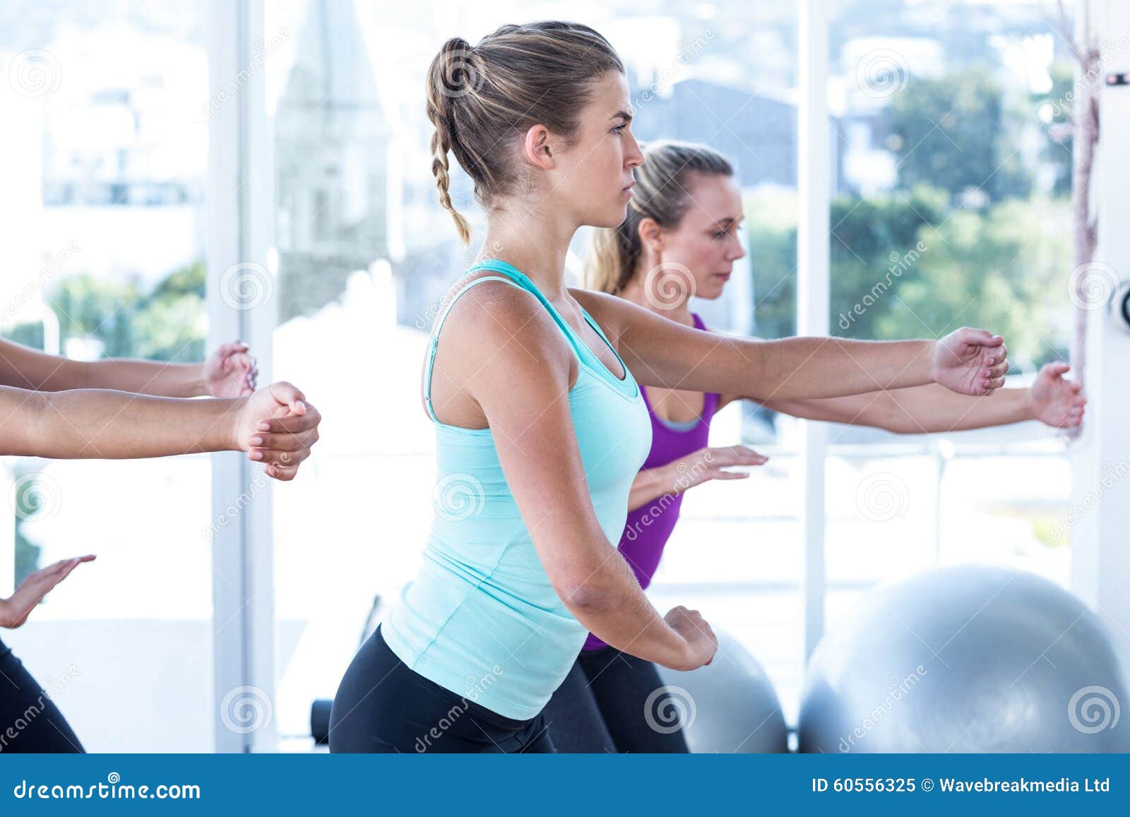 Side View of Women with Left Hand Stretched Stock Image - Image of care ...