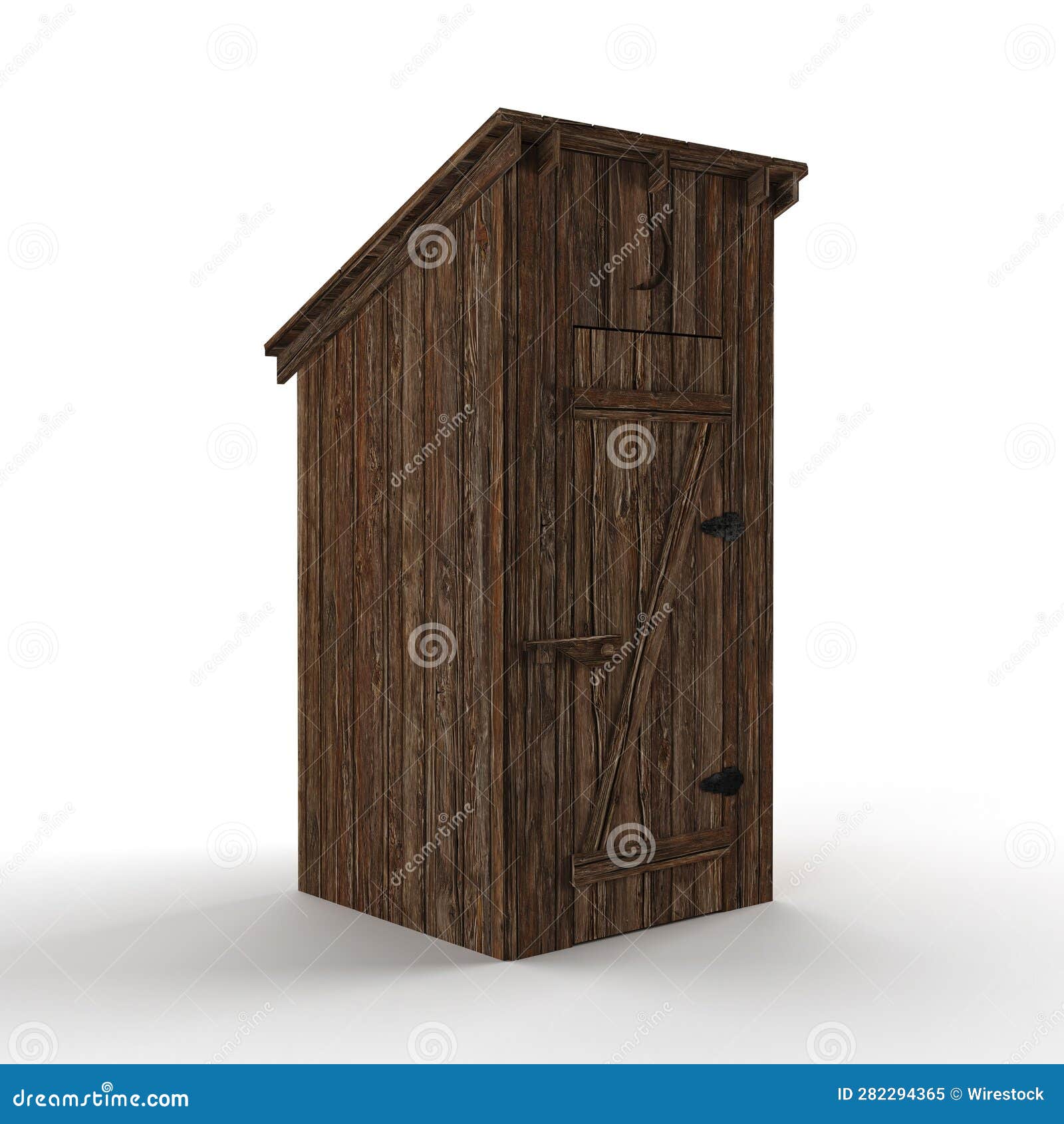 Side-view of a Wooden Toilet 3D Rendered Scale Model Stock Illustration ...