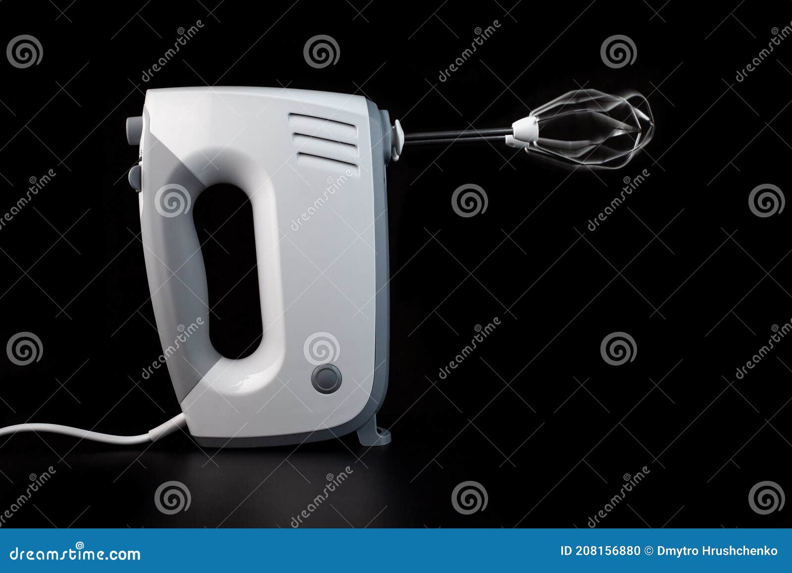 Side View on Working Hand Mixer with Stirring Whisks Rotate on High ...