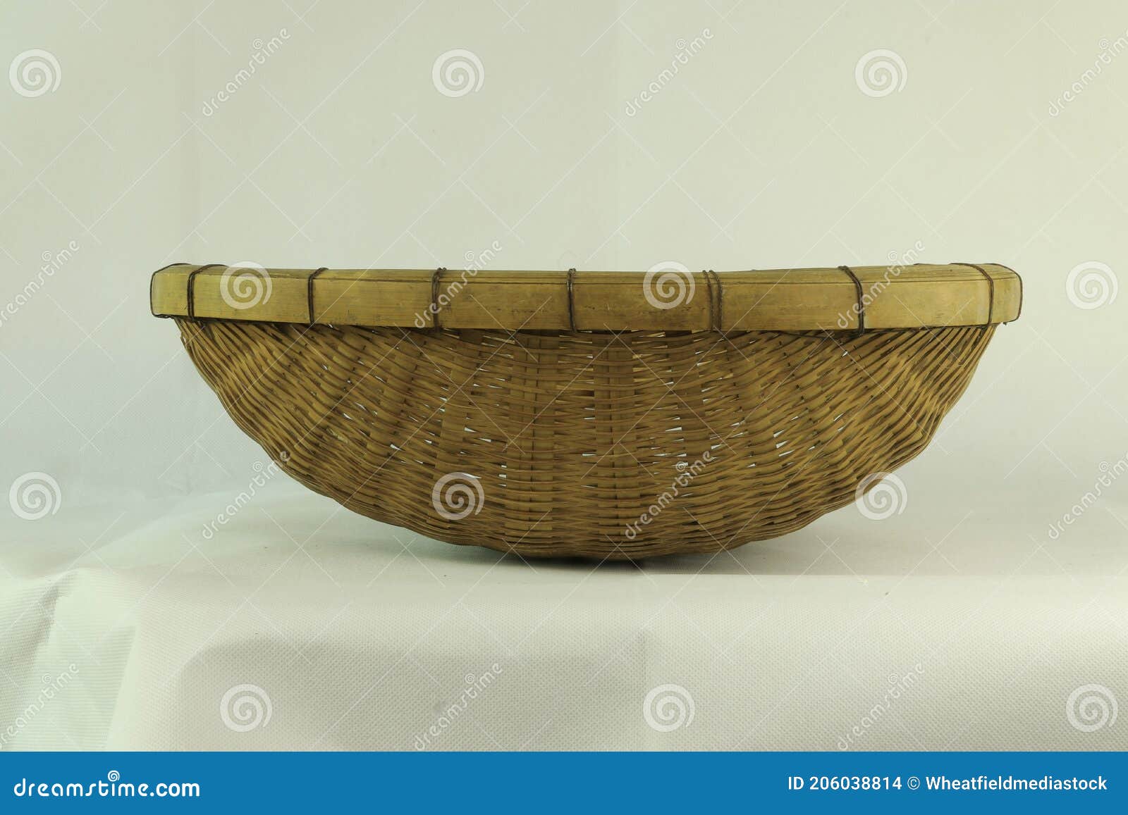 Side View of Woven Bamboo Basket Isolated on White Background Stock ...