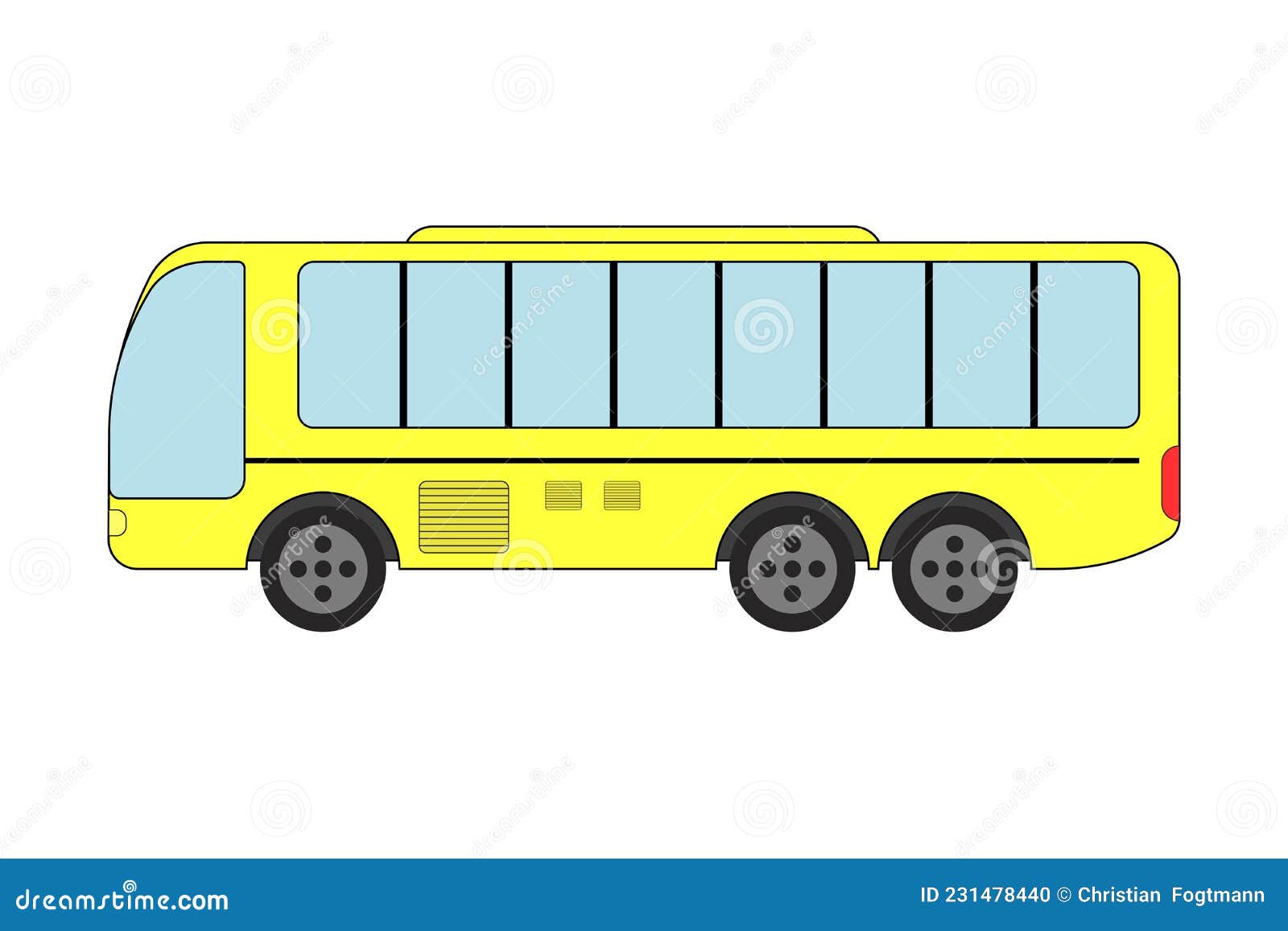 Side View of a Yellow Bus - Flat Design Stock Vector - Illustration of ...