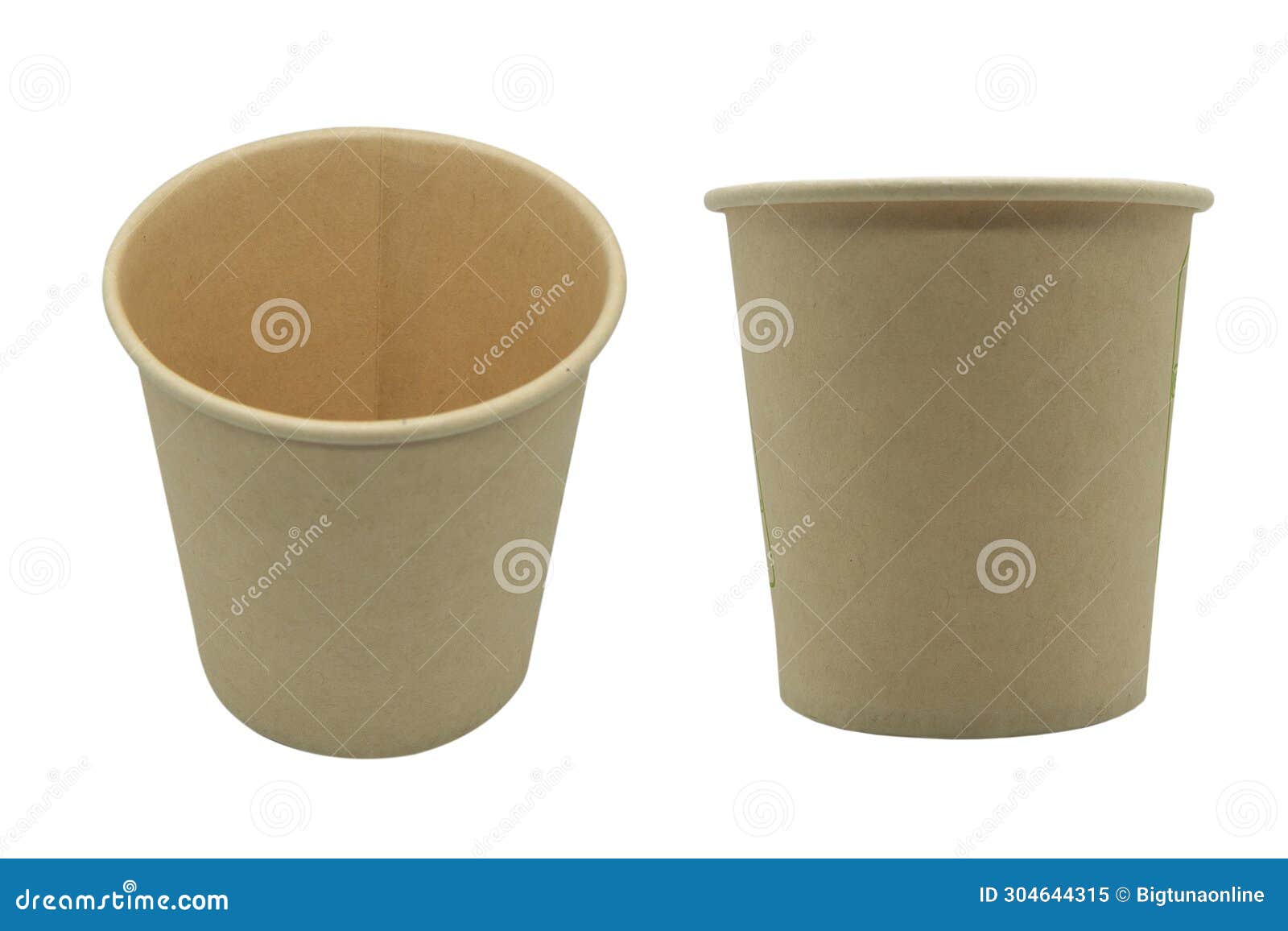 Side View Yellow Empty Disposable Paper Fast Food Cup Isolated on White ...