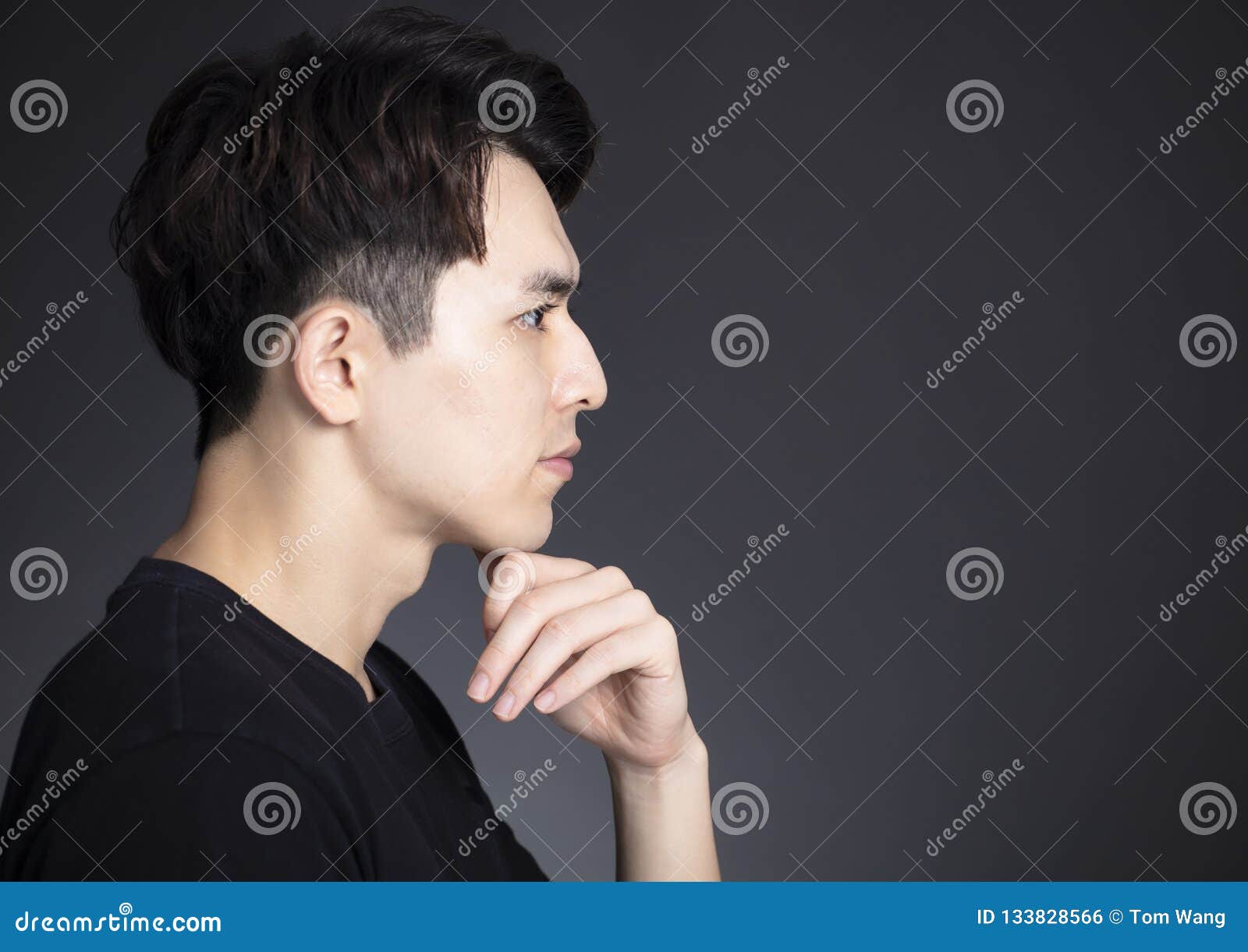 Side View of Young Handsome Man Face Stock Photo - Image of asian, head ...