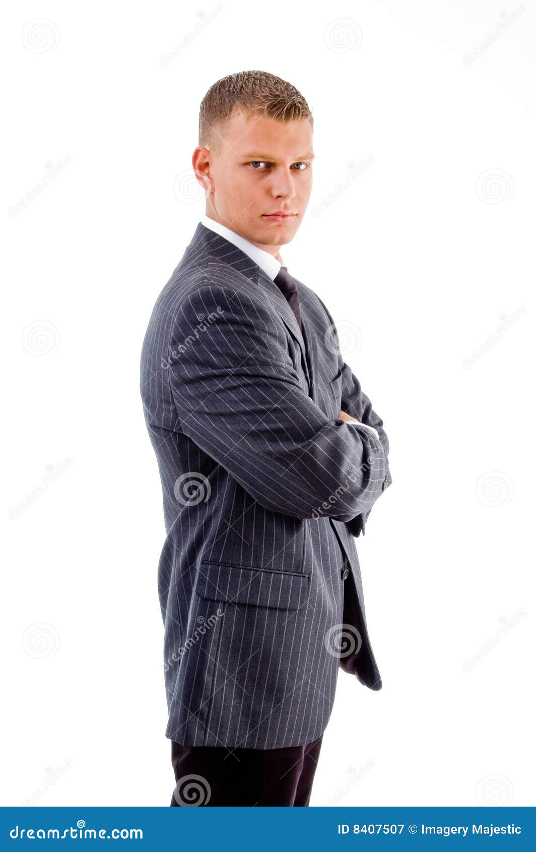 Side View of Young Boss with Crossed Arms Stock Image - Image of ...