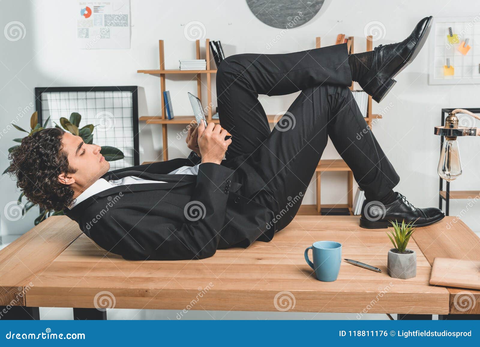 Side View of Young Businessman Stock Photo - Image of mobility ...