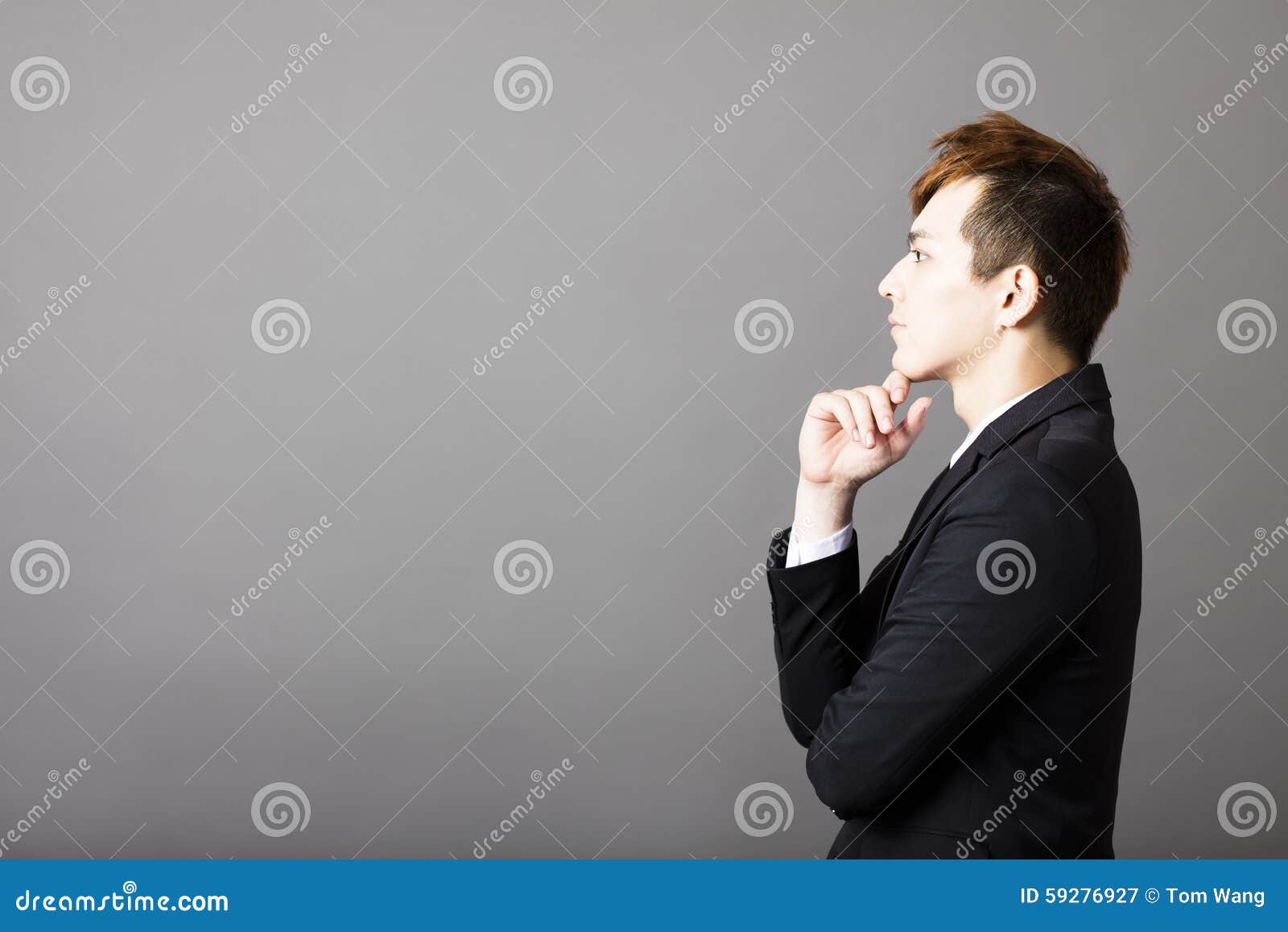 Side View of Young Businessman Thinking Stock Image - Image of serious ...
