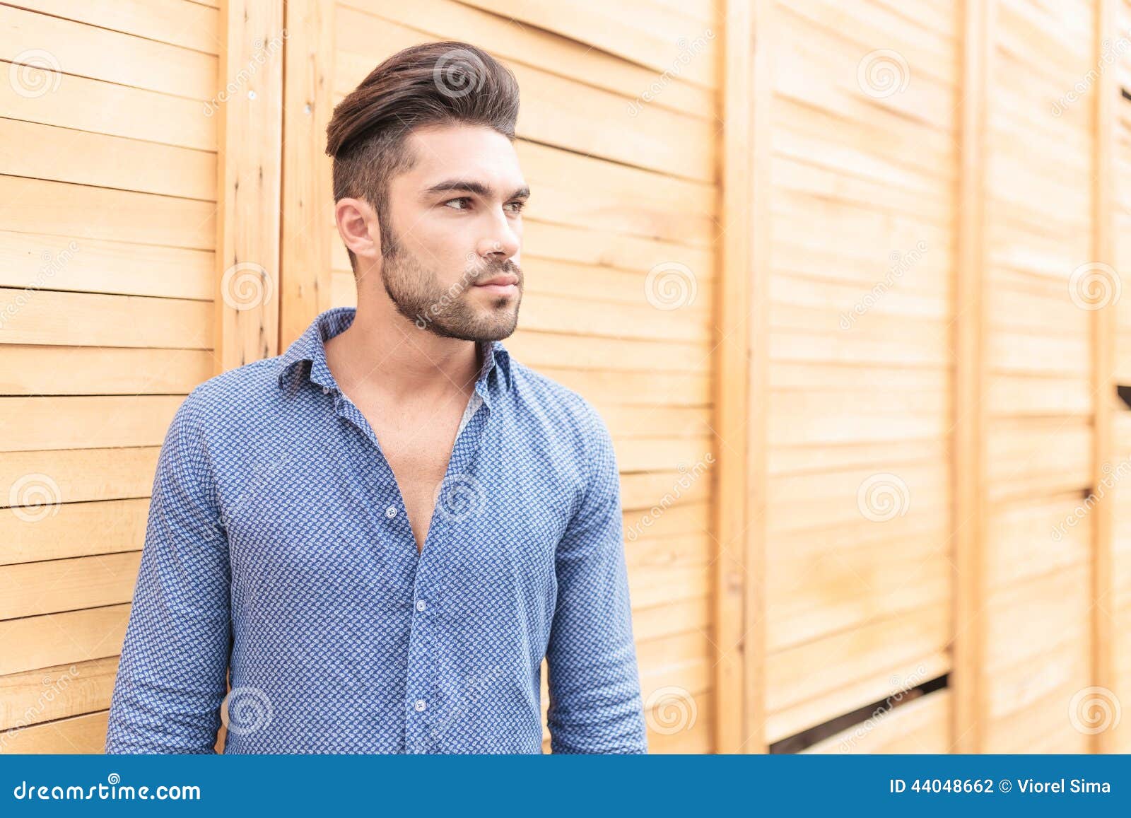 Side View of a Young Casual Man Looking Away Stock Photo - Image of ...