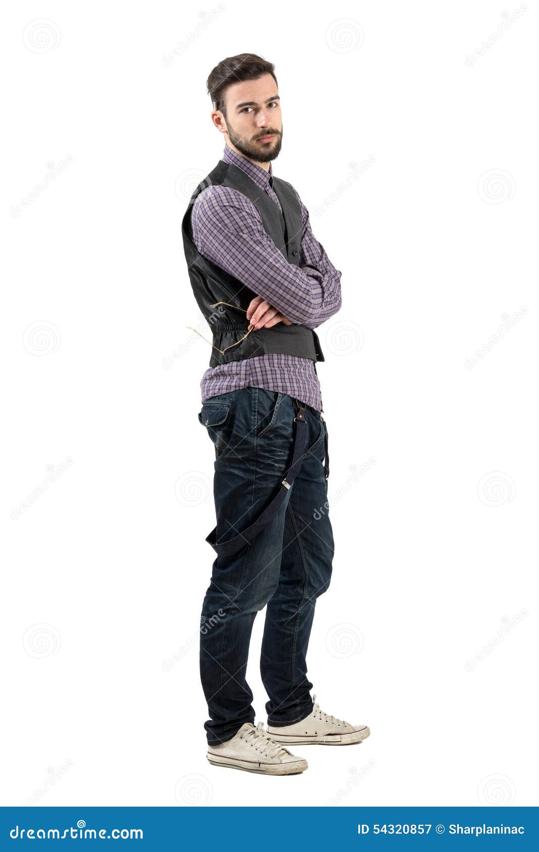Side View of Young Confident Bearded Man with Folded Arms Stock Image ... Side View of Young Confident Bearded Man with Folded Arms Stock Image ...