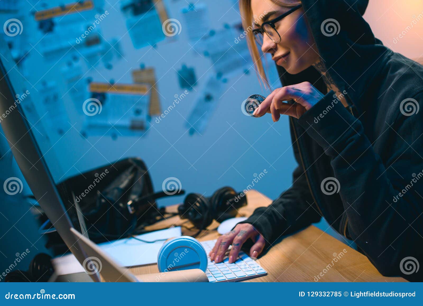 Side View of Young Female Hacker Editorial Image - Image of hacking ...