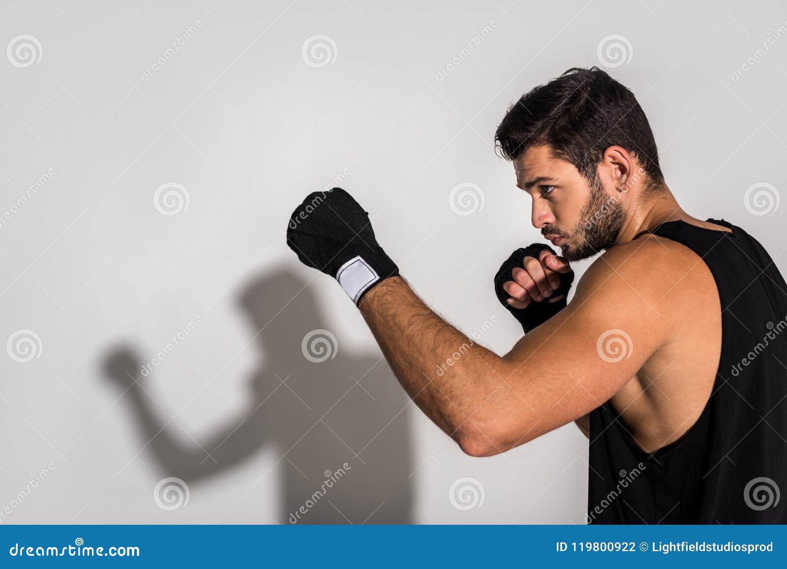Side View of Young Fighter Standing Stock Photo - Image of side, person ...