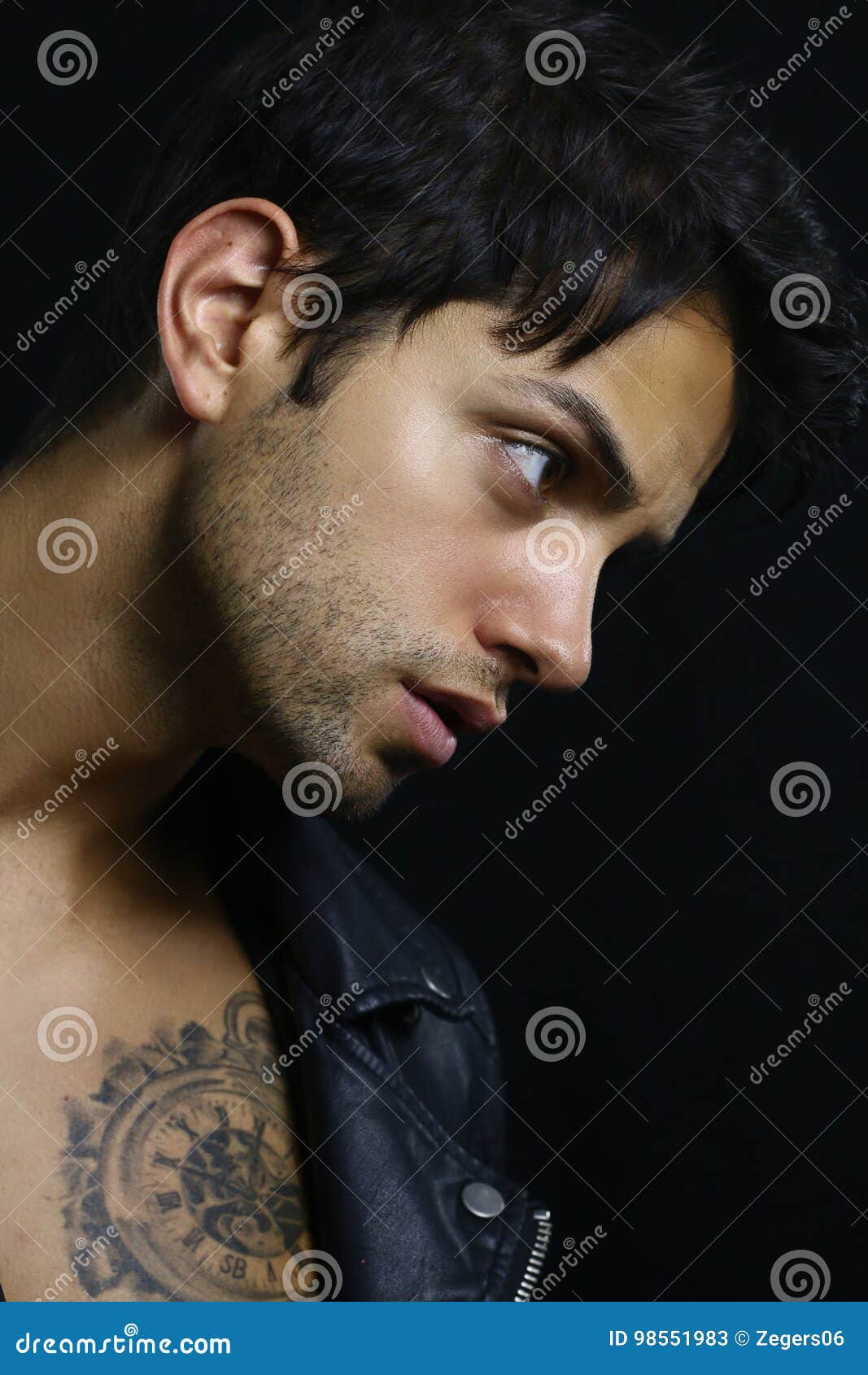 Side View of Young Handsome Man Stock Image - Image of side, face: 98551983