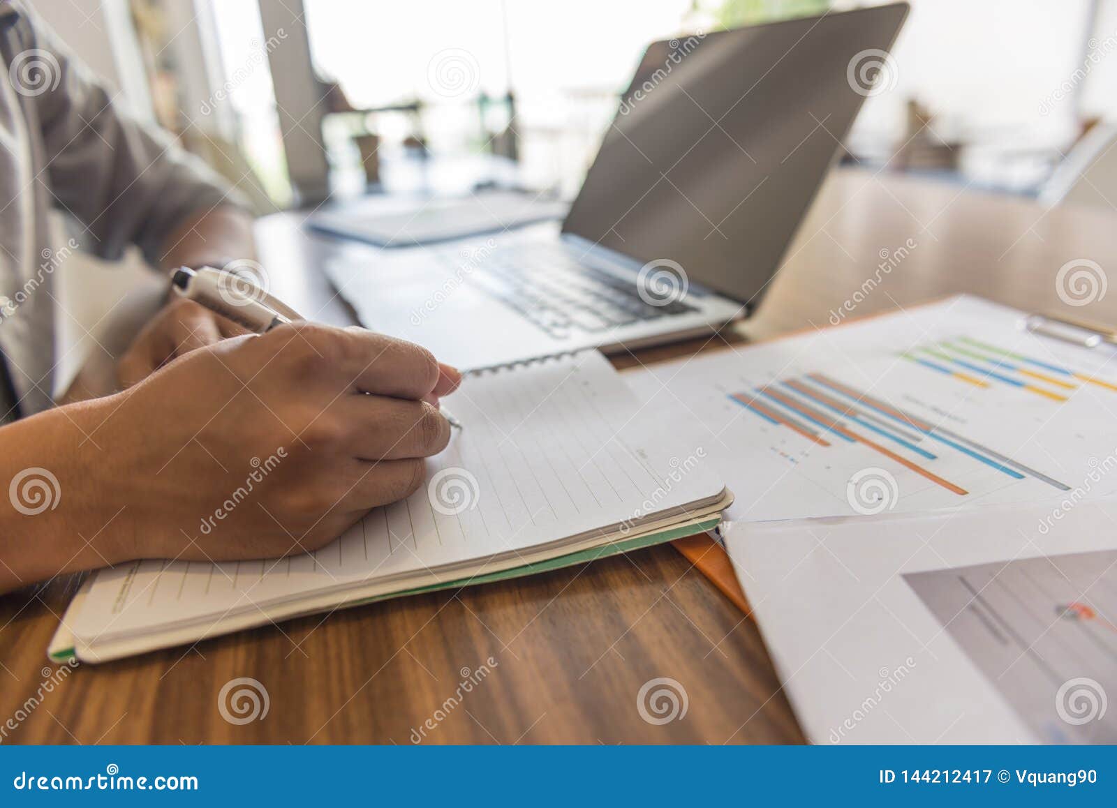 Side View of Young Man Hand Writing into Notes Stock Image - Image of ...