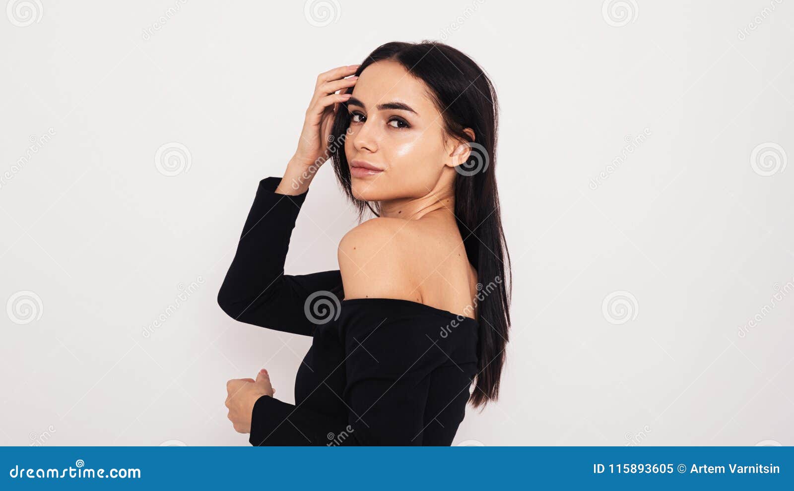 Side view of young model stock image. Image of studio - 115893605
