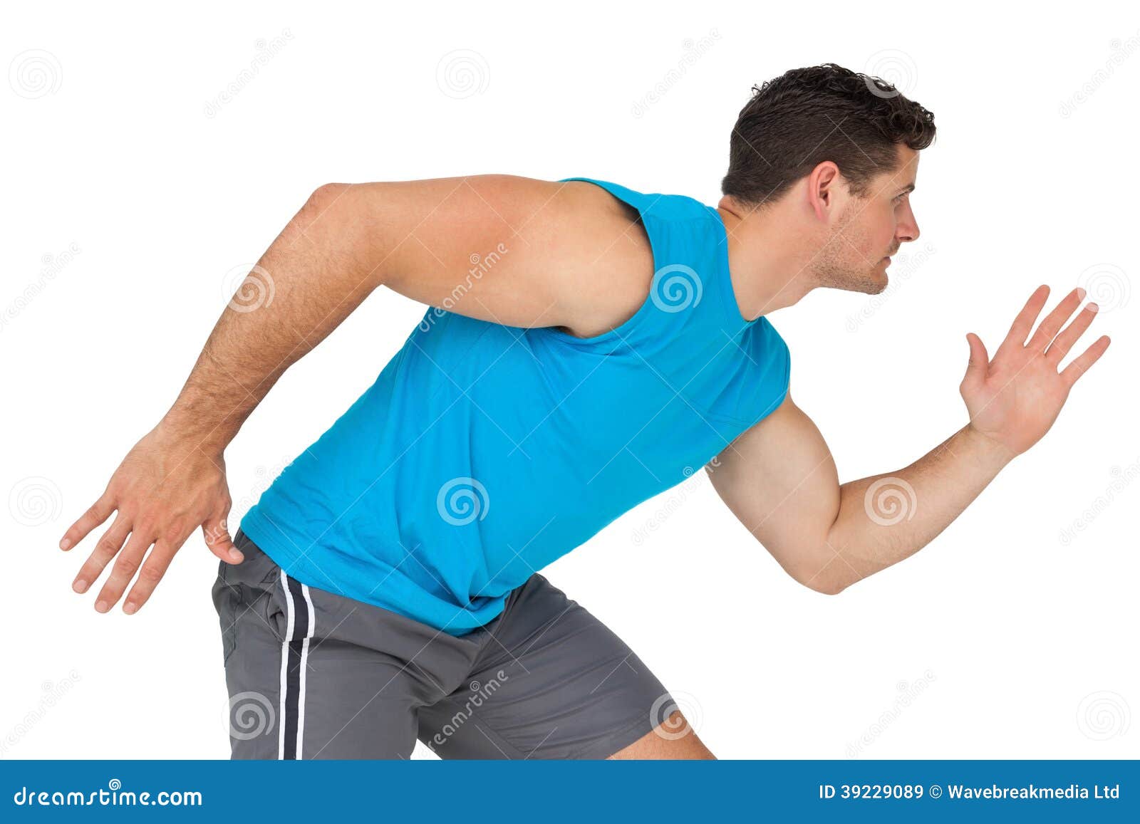 Side View of a Young Sporty Man Running Stock Image - Image of runner ...