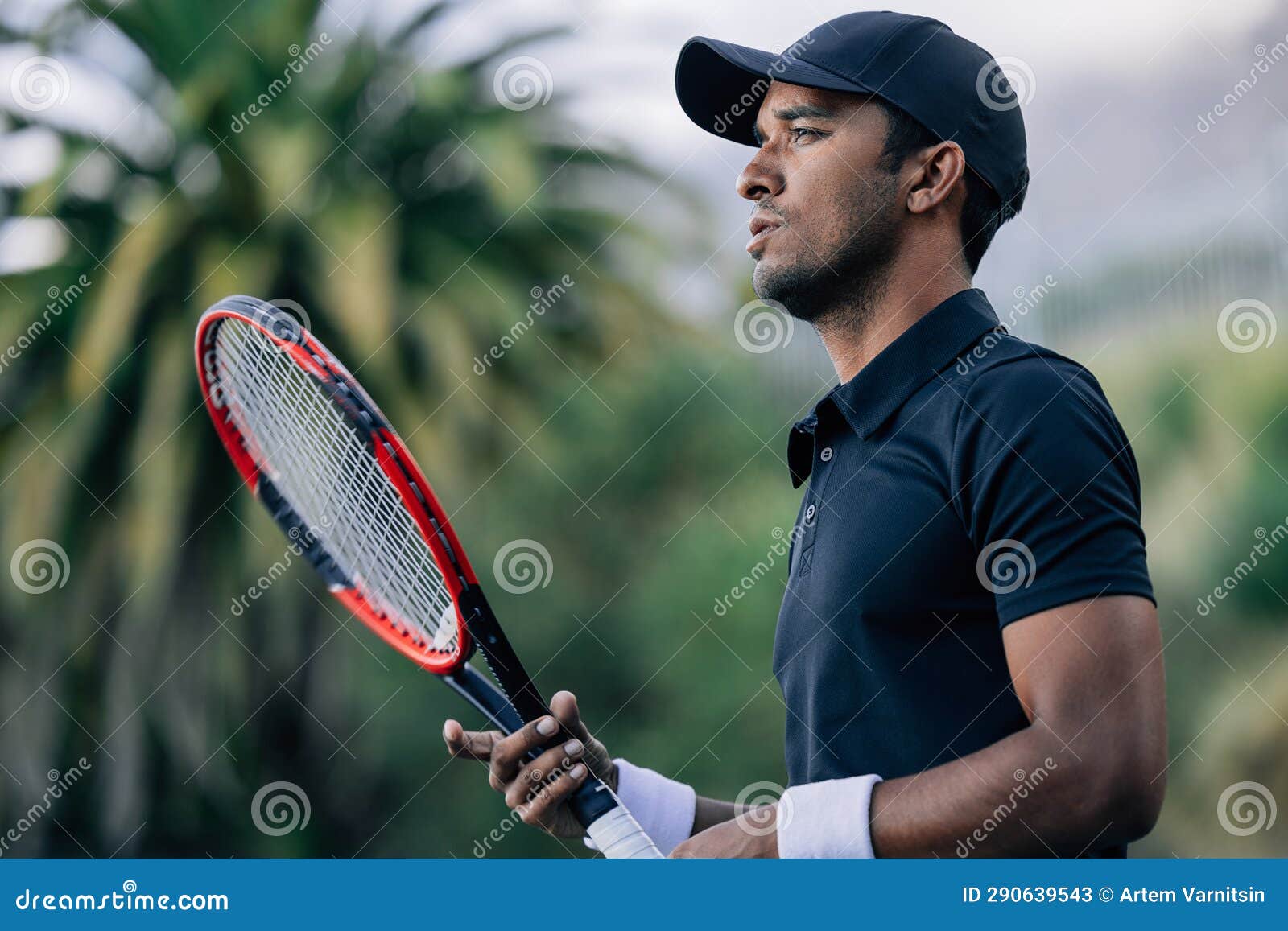 Side View of a Young Tennis Player Stock Image - Image of court, view ...