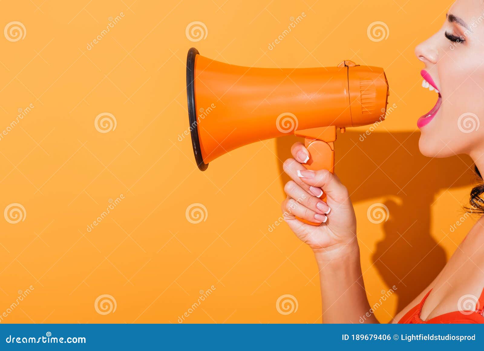 Side View of Young Woman Screaming Stock Photo - Image of simple ...