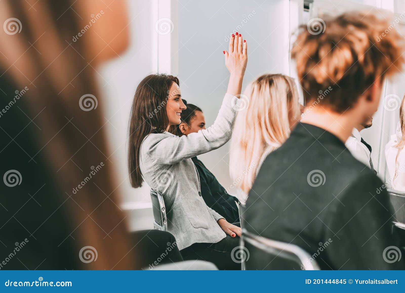 Young Woman Asks a Question during a Seminar Stock Image - Image of ...