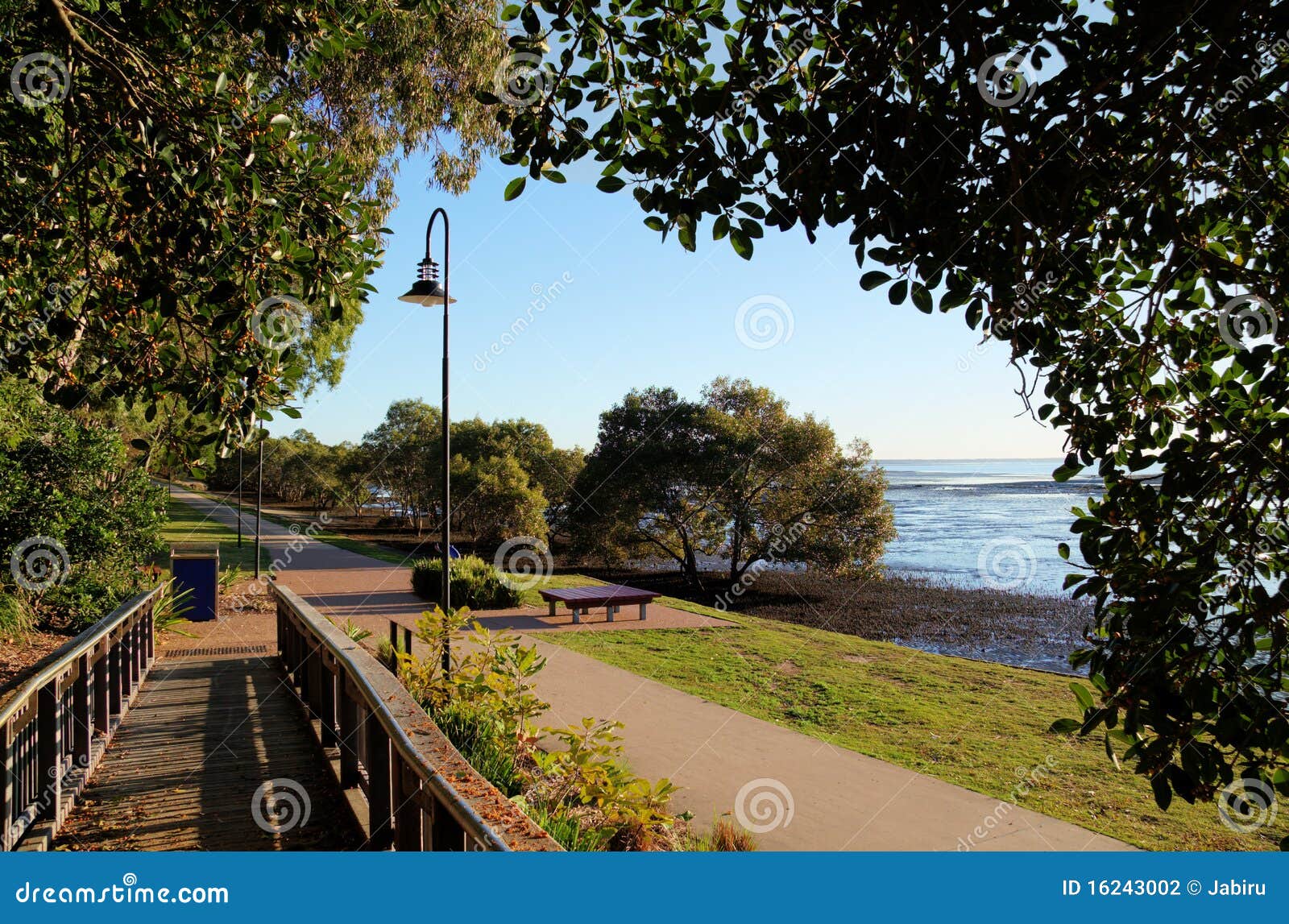 Side Walk by the Bay stock photo. Image of calm, fence - 16243002