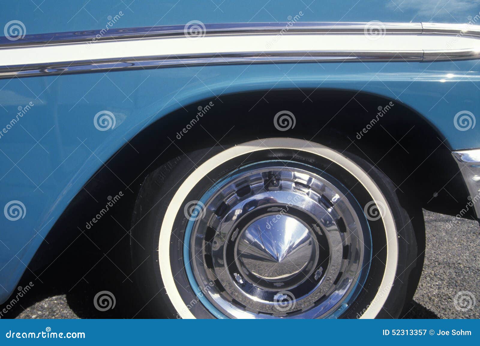 A Side Wheel and Panel of a Blue 1956 Chevrolet Editorial Photography ...