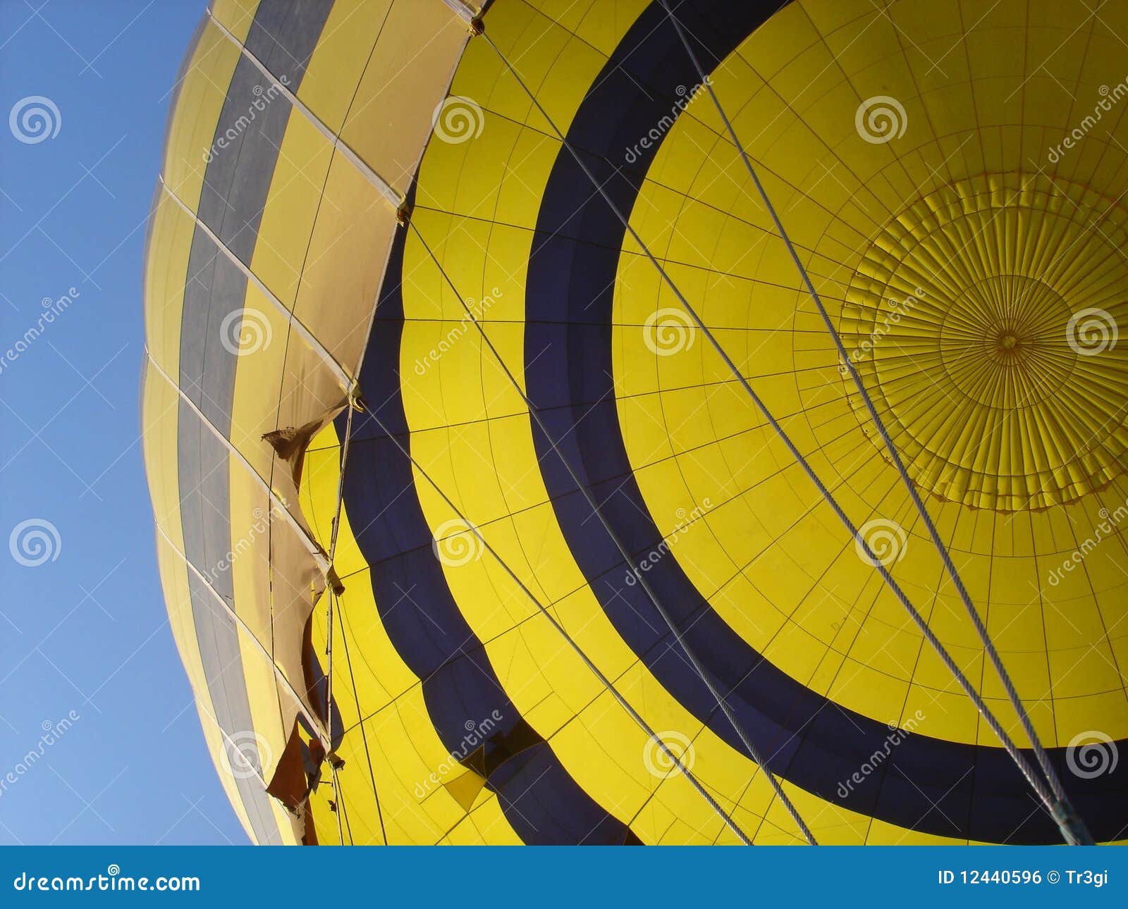 Side of Yellow Hot Air Balloon with Blue Sky Stock Photo - Image of ...