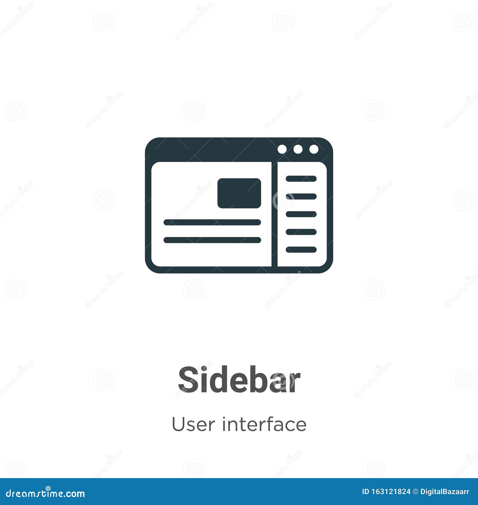 Sidebar Vector Icon on White Background. Flat Vector Sidebar Icon ...
