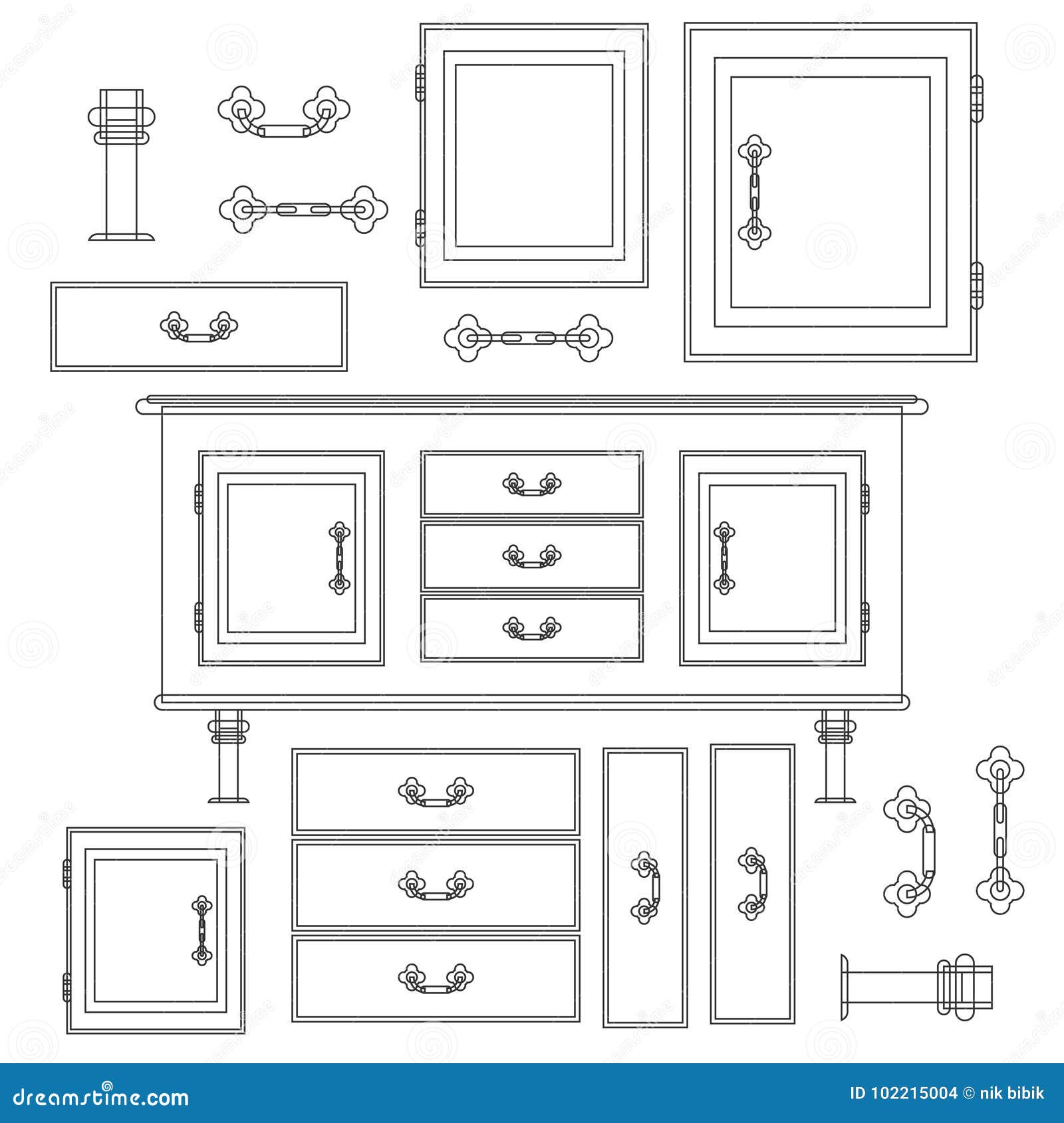 Sideboard Flat Vector Design. it is Executed in the Old and Modern ...