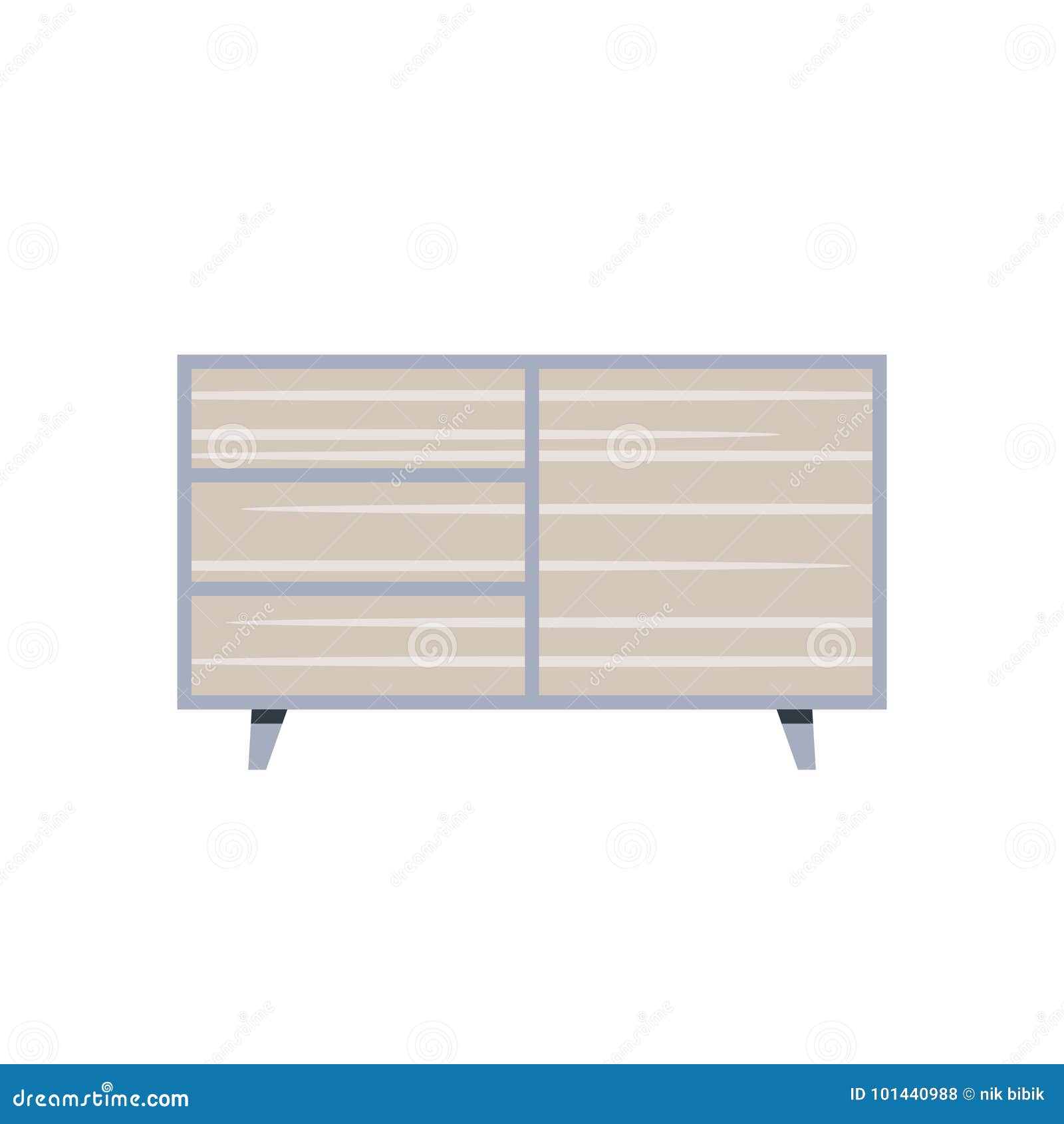 Sideboard Flat Vector. it is Executed in the Old and Modern Style ...